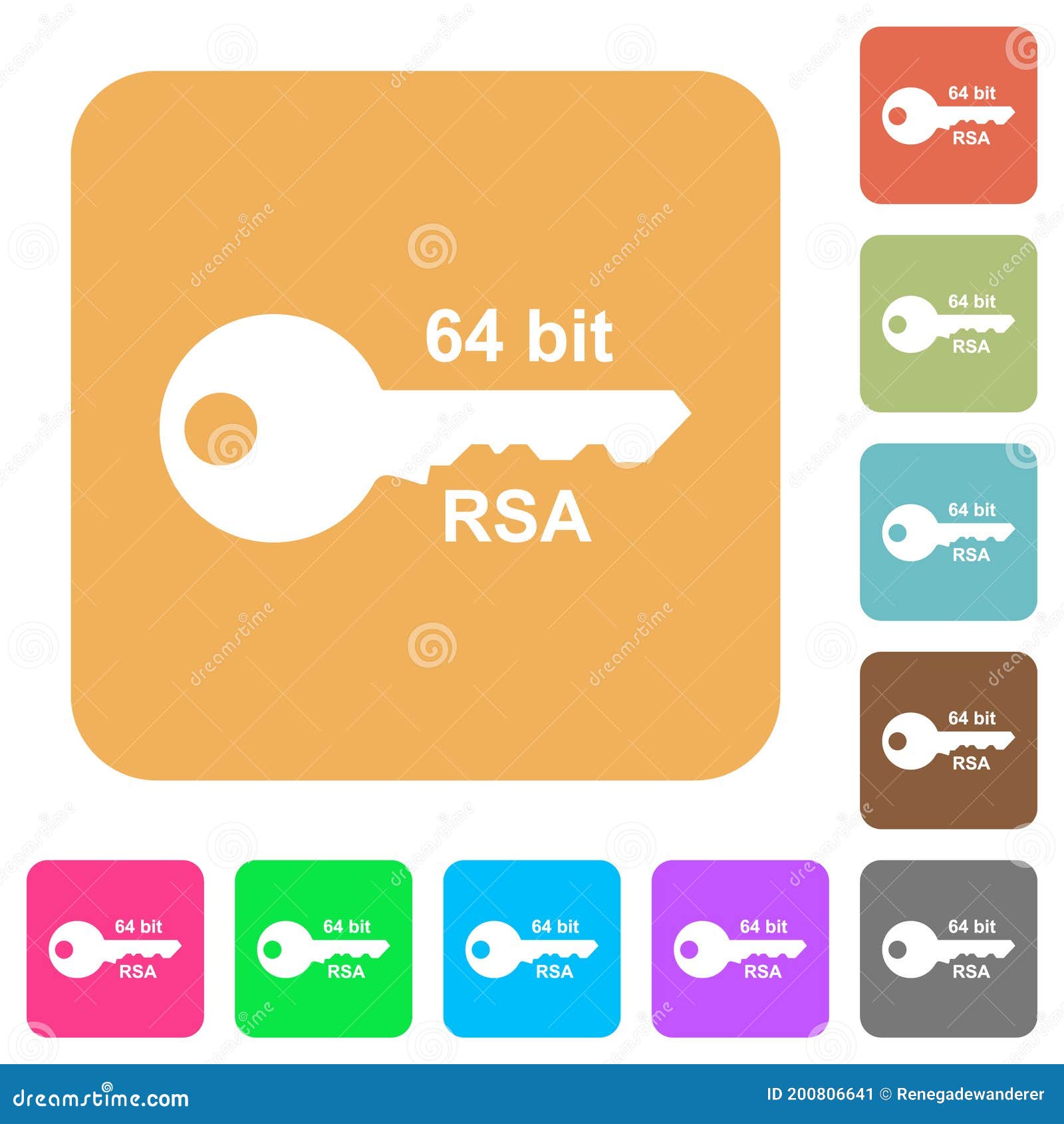 64 Bit Rsa Encryption Rounded Square Flat Icons Stock Vector ...