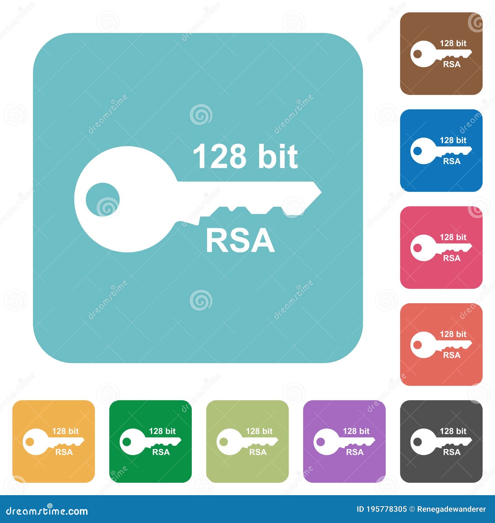 128 Bit Rsa Encryption Rounded Square Flat Icons Stock Vector ...