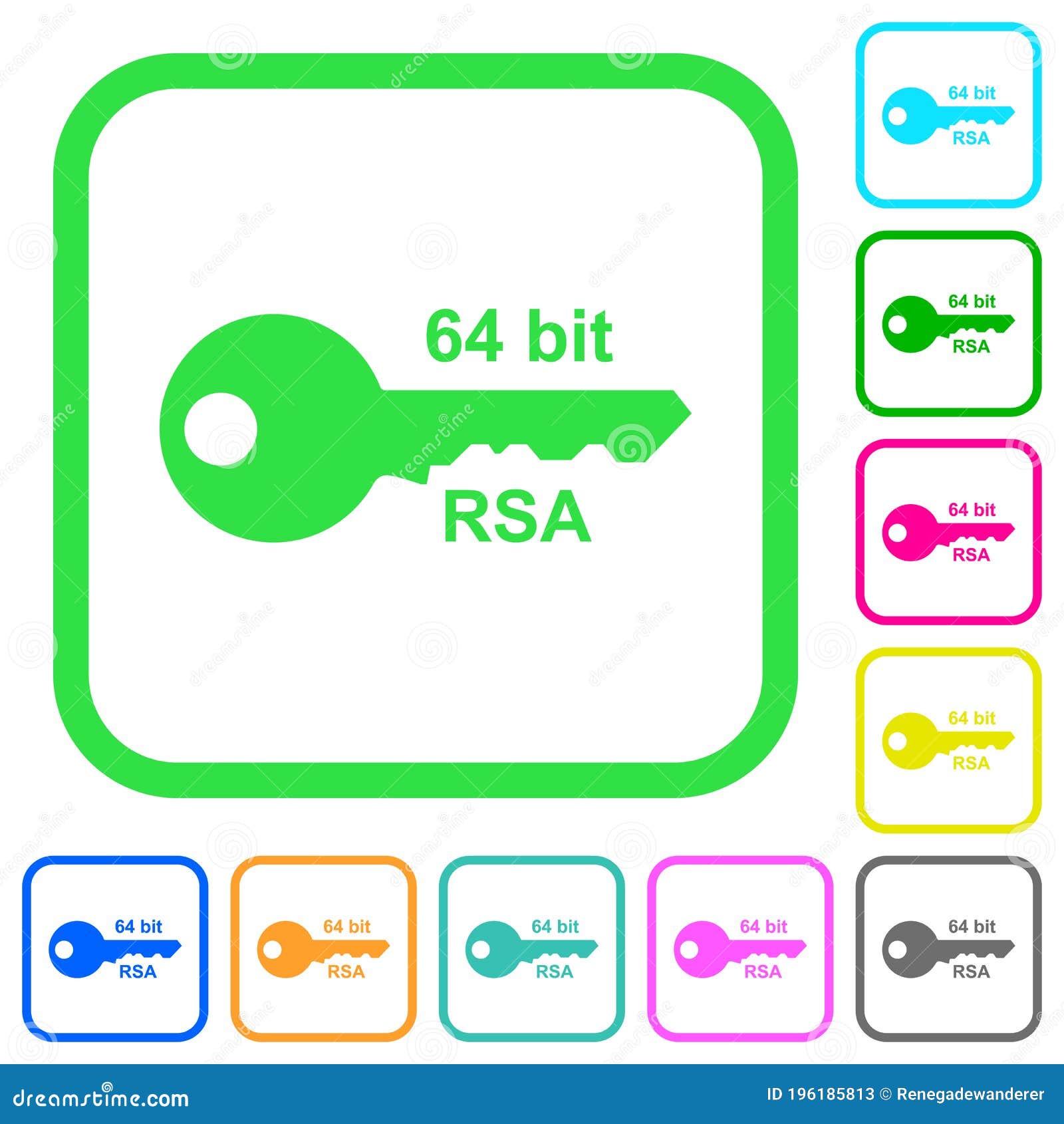 64 Bit Rsa Encryption Vivid Colored Flat Icons Stock Vector ...