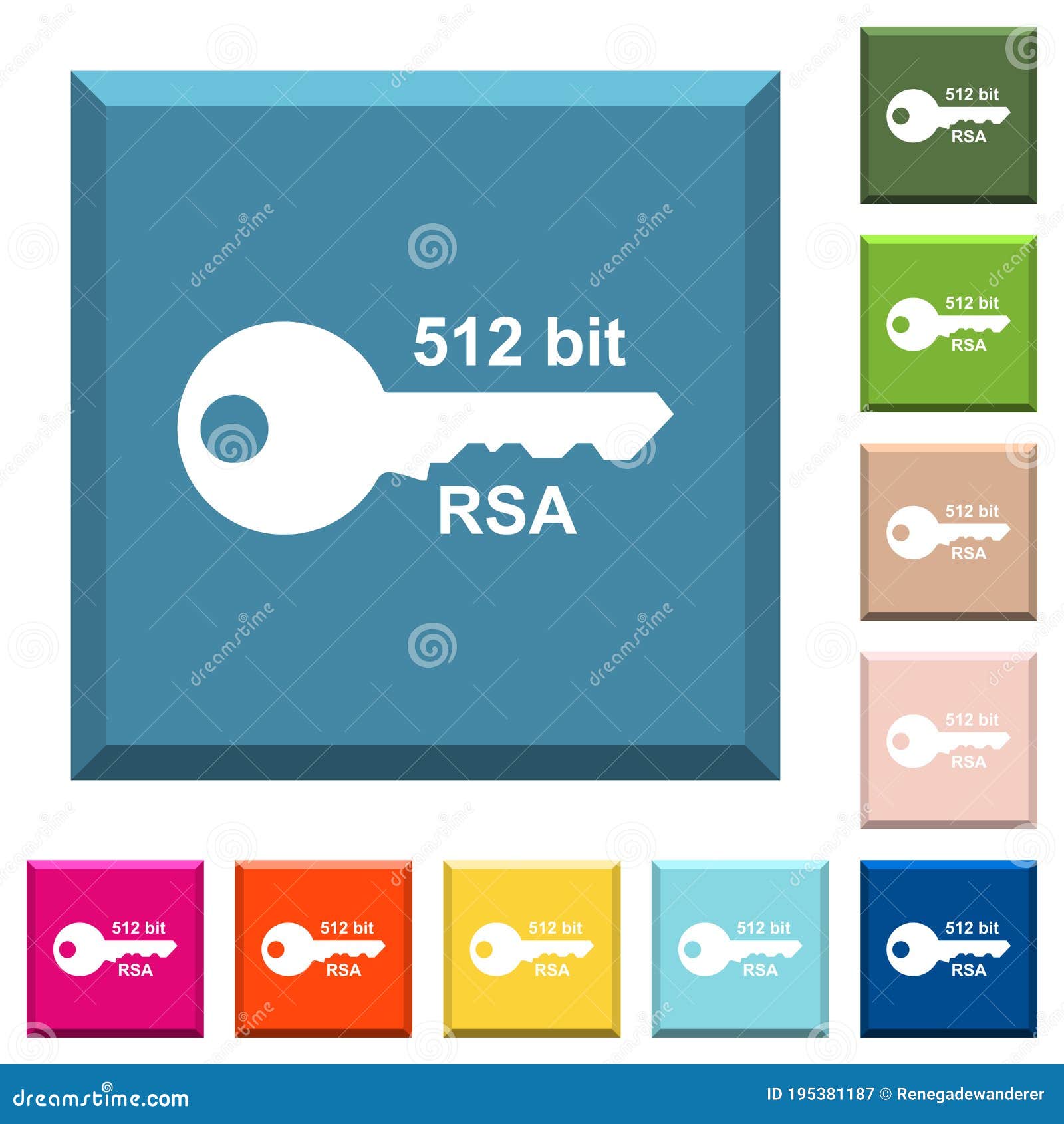 512 Bit Rsa Encryption White Icons on Edged Square Buttons Editorial ...