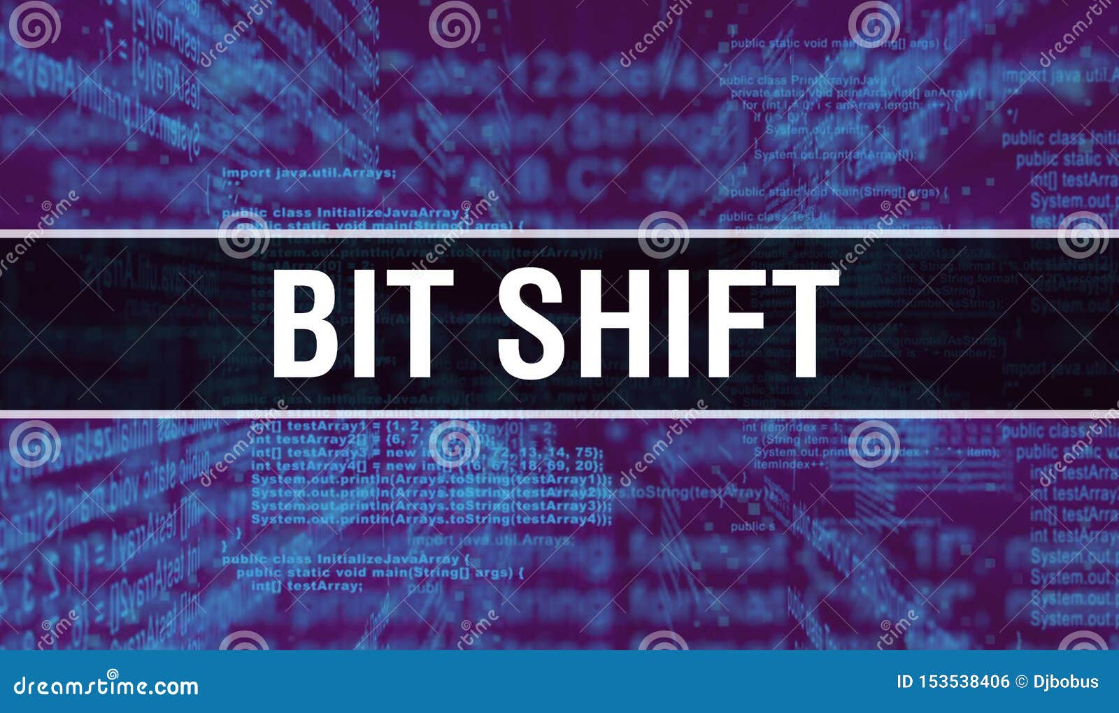 Bit Shift With Digital Java Code Text Bit Shift And Computer Software Coding Vector Concept