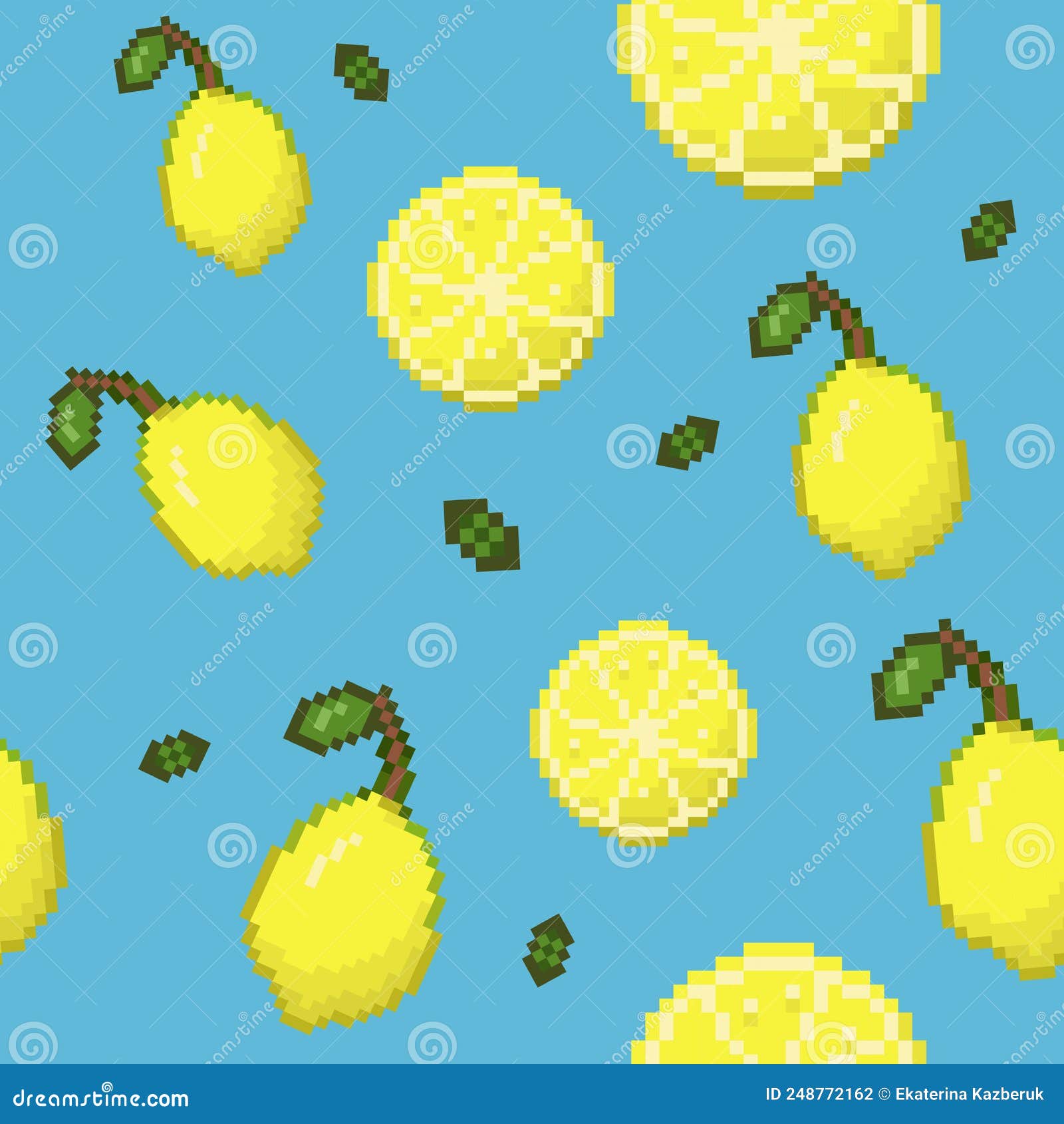 8-bit Style Limon Seamless Pattern, Pixel Art Style Art Stock Vector ...