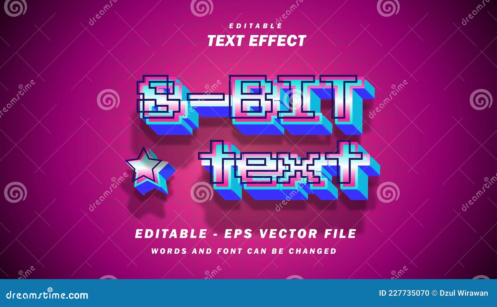 8 bit text effect stock vector. Illustration of changed - 227735070