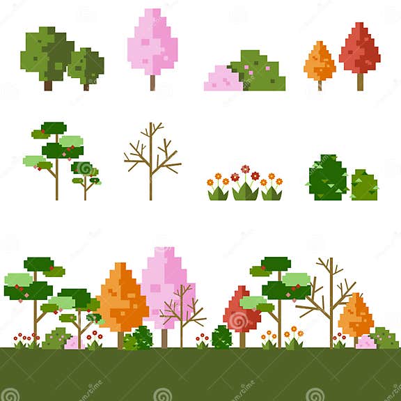 Bit tree set stock vector. Illustration of flower, growth - 139626623