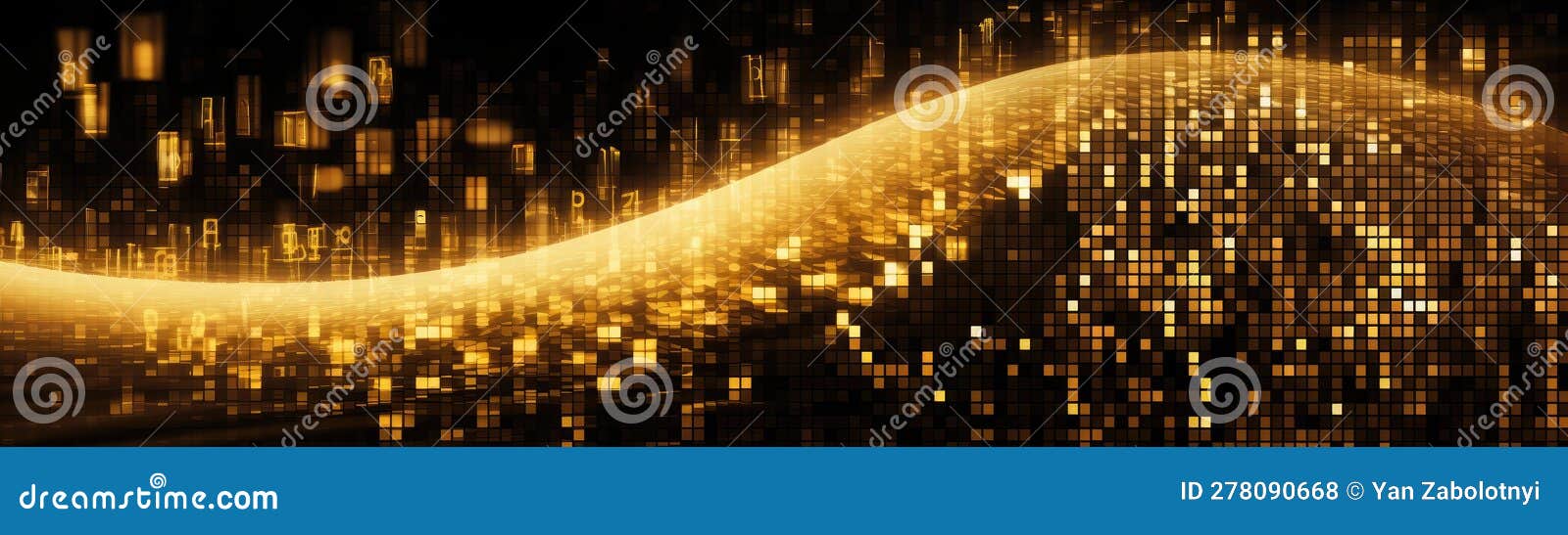 Bit Wave with Gold Style Background Panoramic Banner. Generative AI ...