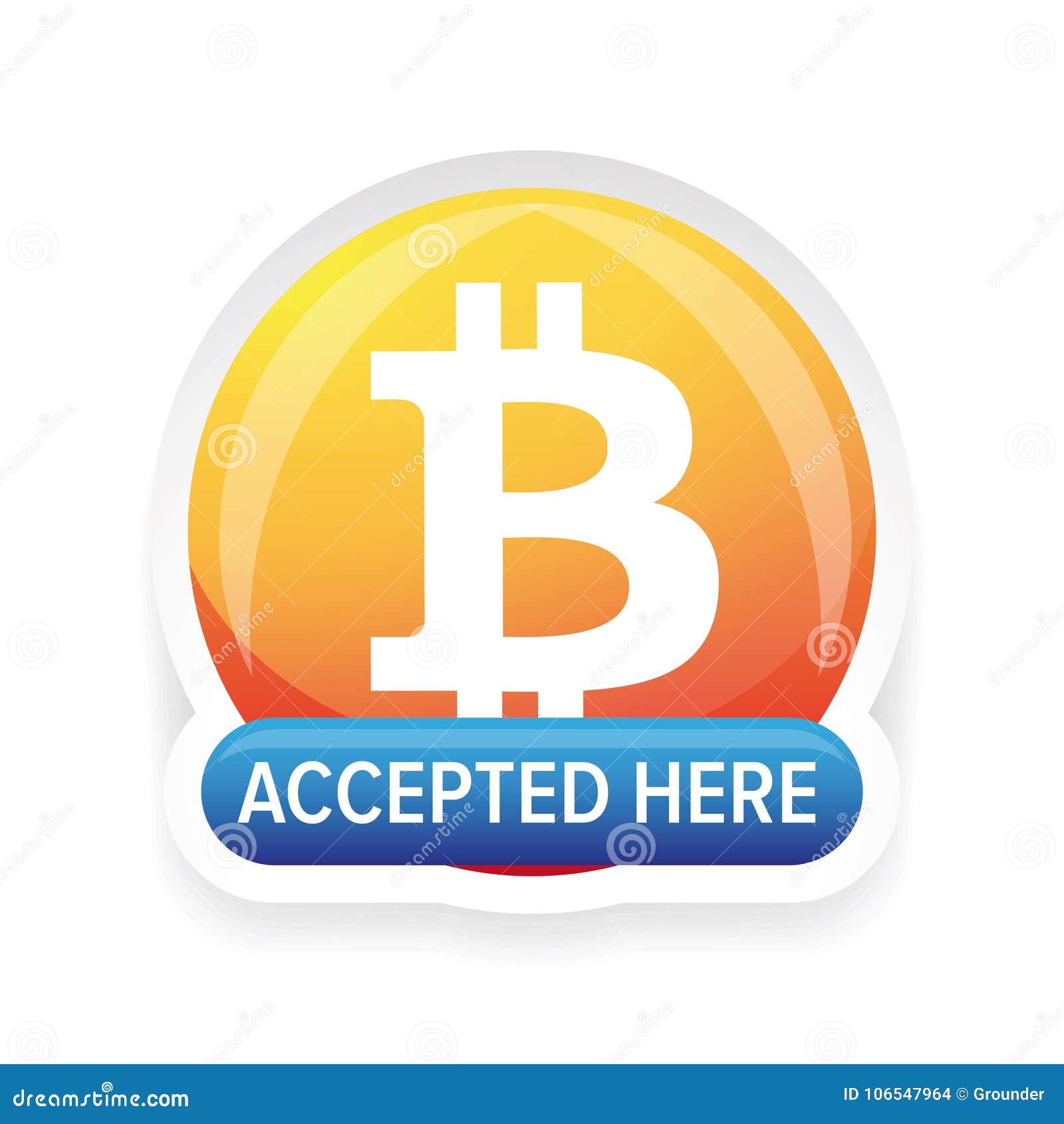 Bitcoin Accepted Here Sticker Stock Vector - Illustration of digital ...