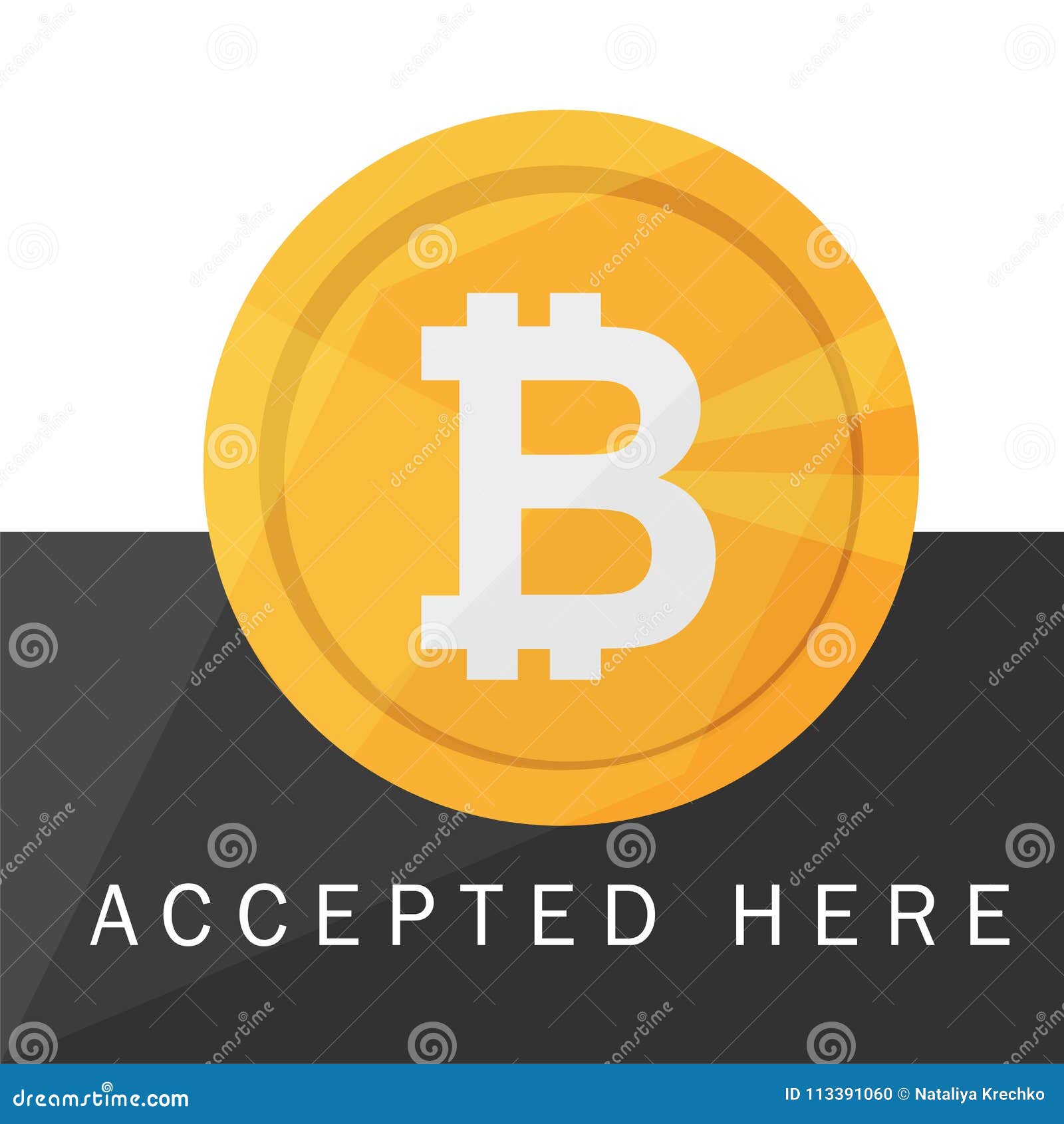 Bitcoin Accepted Sticker Icon Banner with Text Bitcoind Accepted Here ...