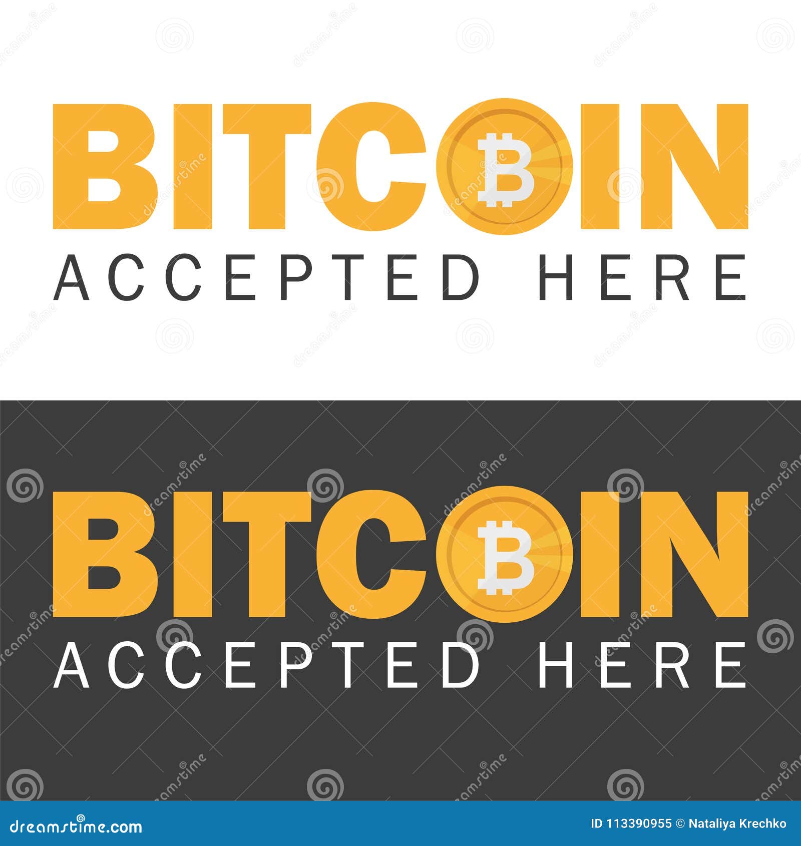 Bitcoin Accepted Sticker Icon Banner with Text Bitcoind Accepted Here ...