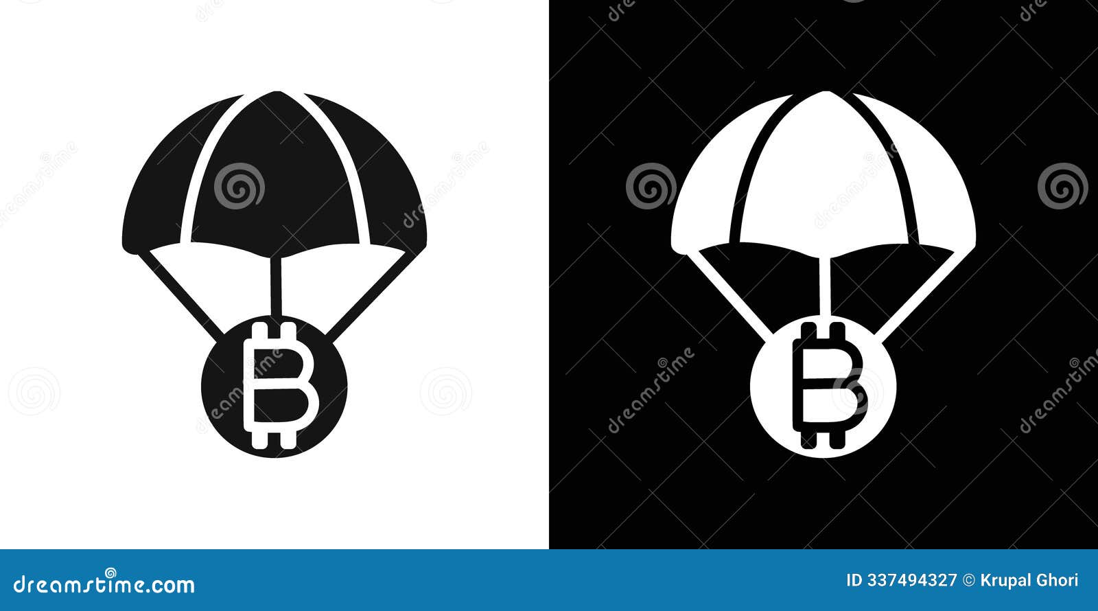 Bitcoin Airdrop Icon Flat Line Illustration Stock Vector - Illustration ...