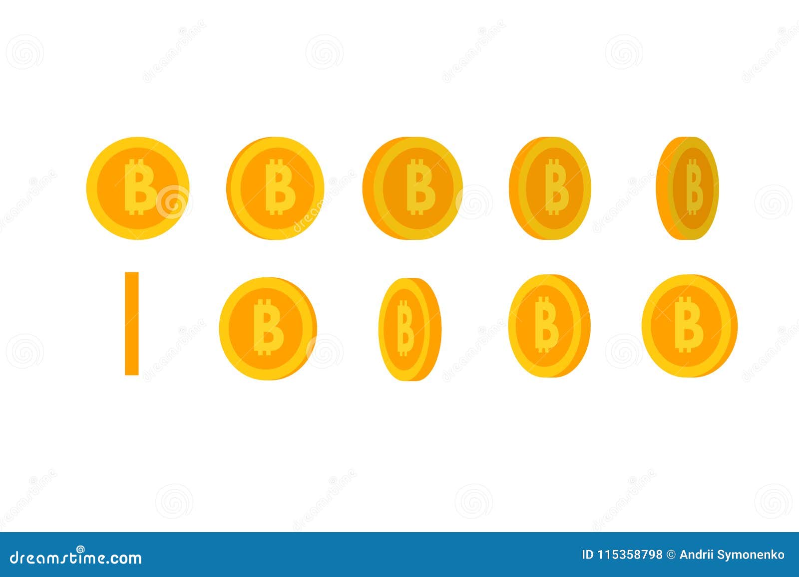 Bitcoin Animation with Different Angles. Stock Illustration ...