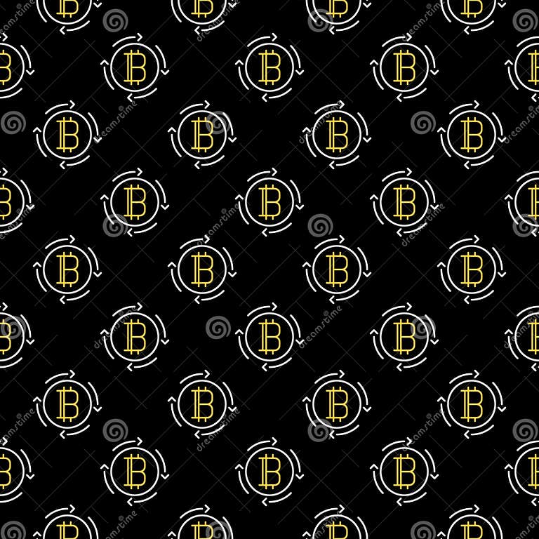 Bitcoin with Arrows Vector Crypto Currency Round Seamless Pattern in Thin Line Style Stock ...
