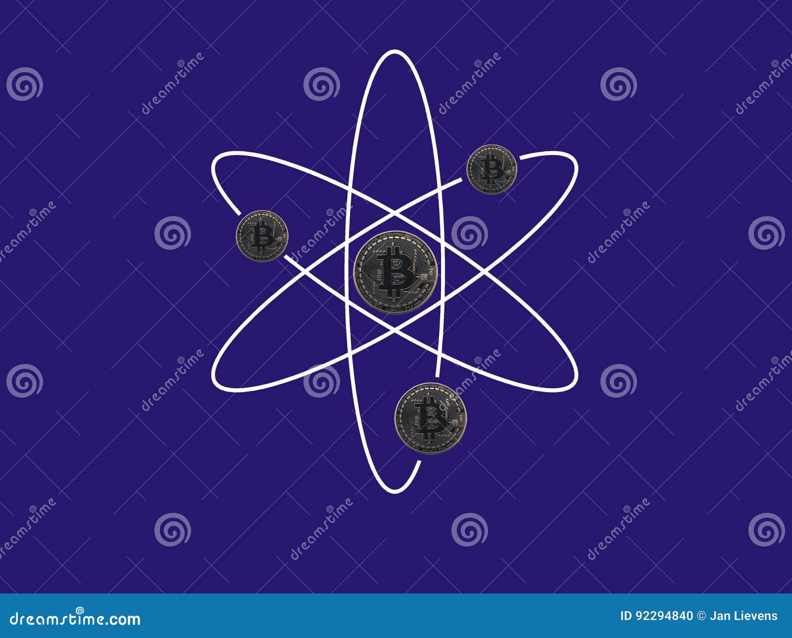 Silver With Protons And Electrons Flying Around A Hexagon With The ...