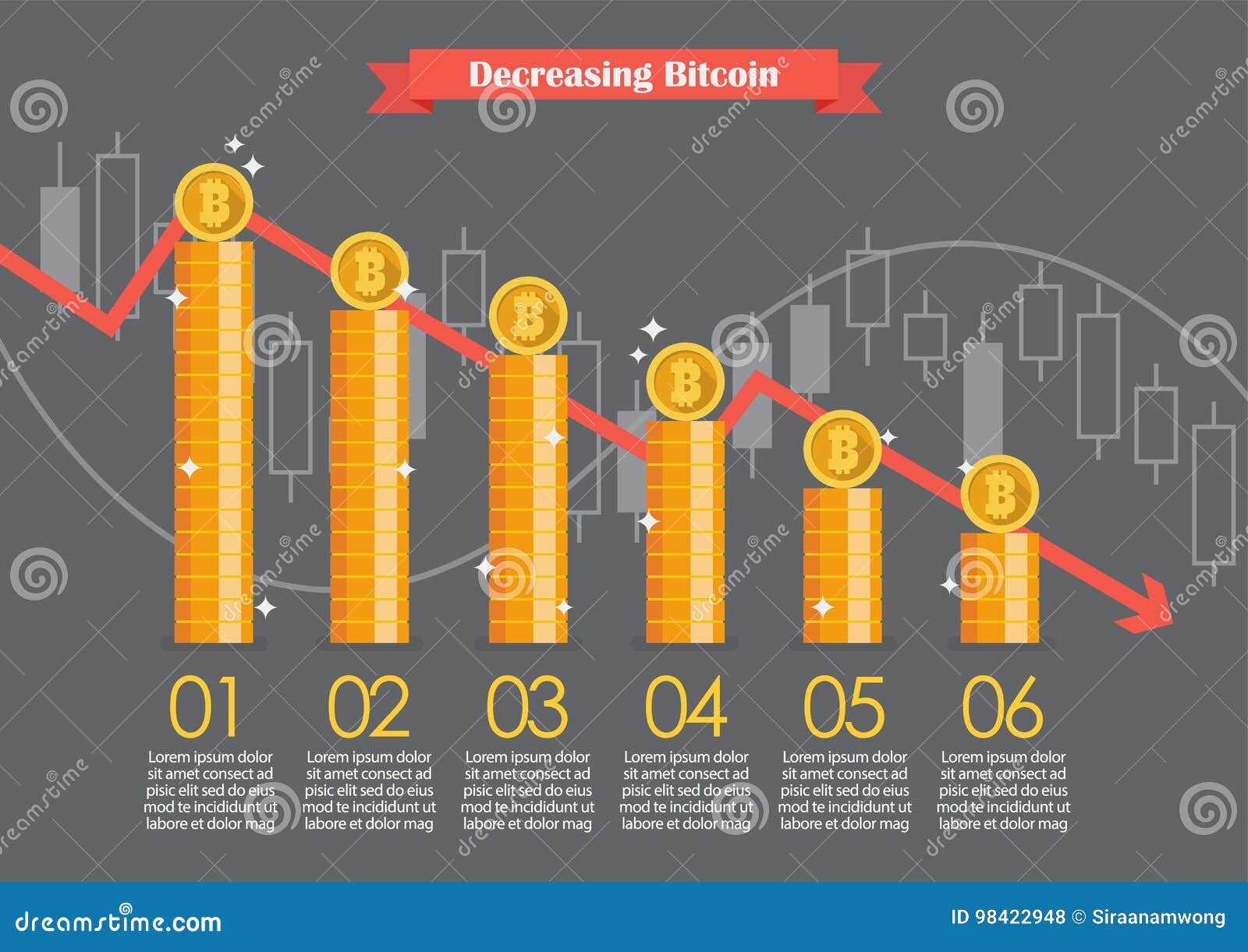 Bitcoin Avec Le Graphique Vers Le Bas Infographic Illustration de ...