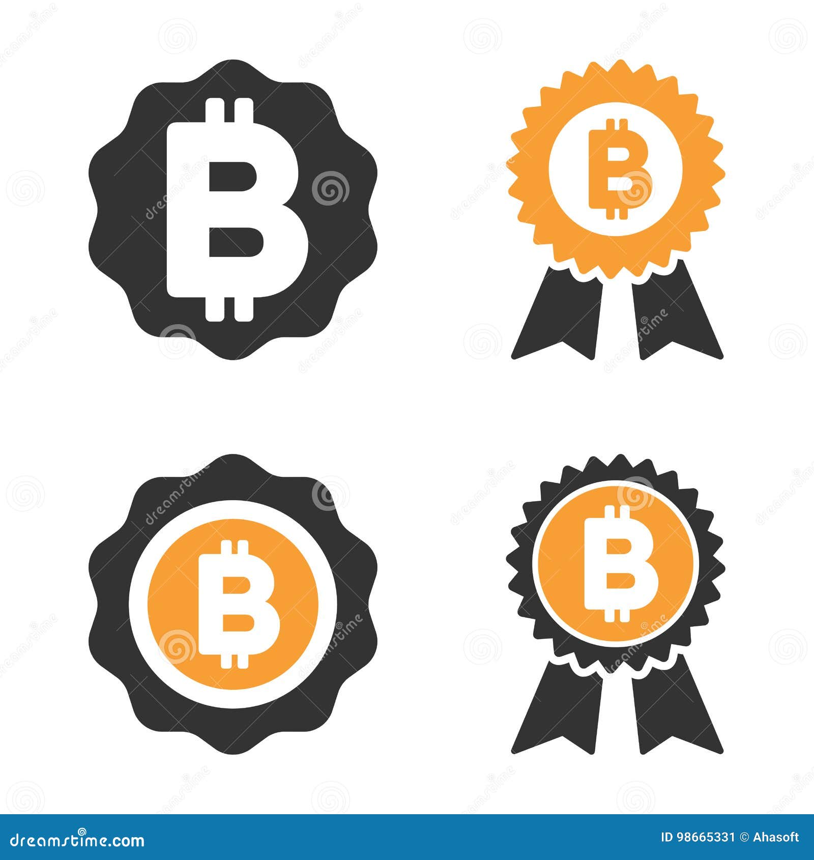 Bitcoin Award Seal Vector Icon Set Stock Vector - Illustration of ...
