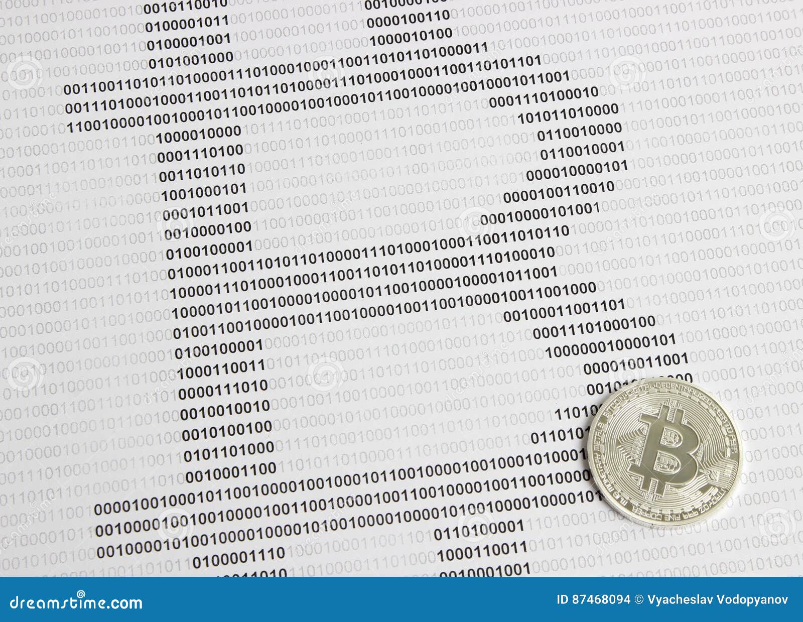 Bitcoin on the Background of Binary Code Stock Photo - Image of object ...