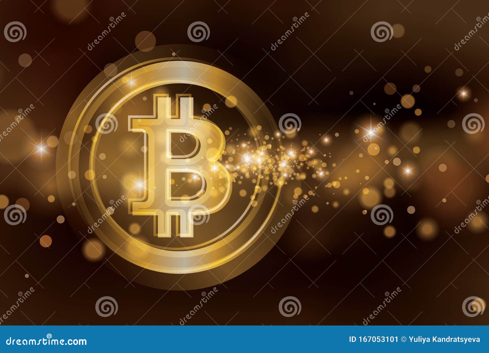 Bitcoin Background with Gold Star Dust Texture Golden Bitcoin Token ...