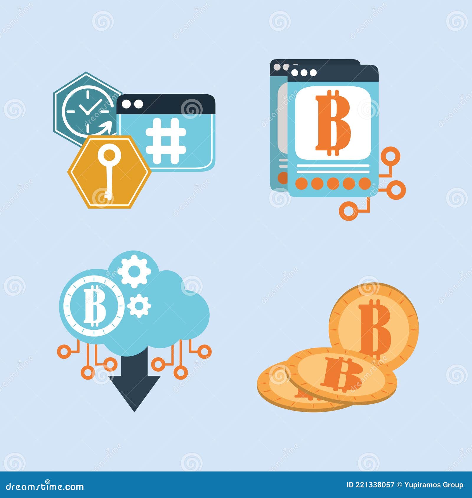 Bitcoin banking set stock illustration. Illustration of bitcoin - 221338057