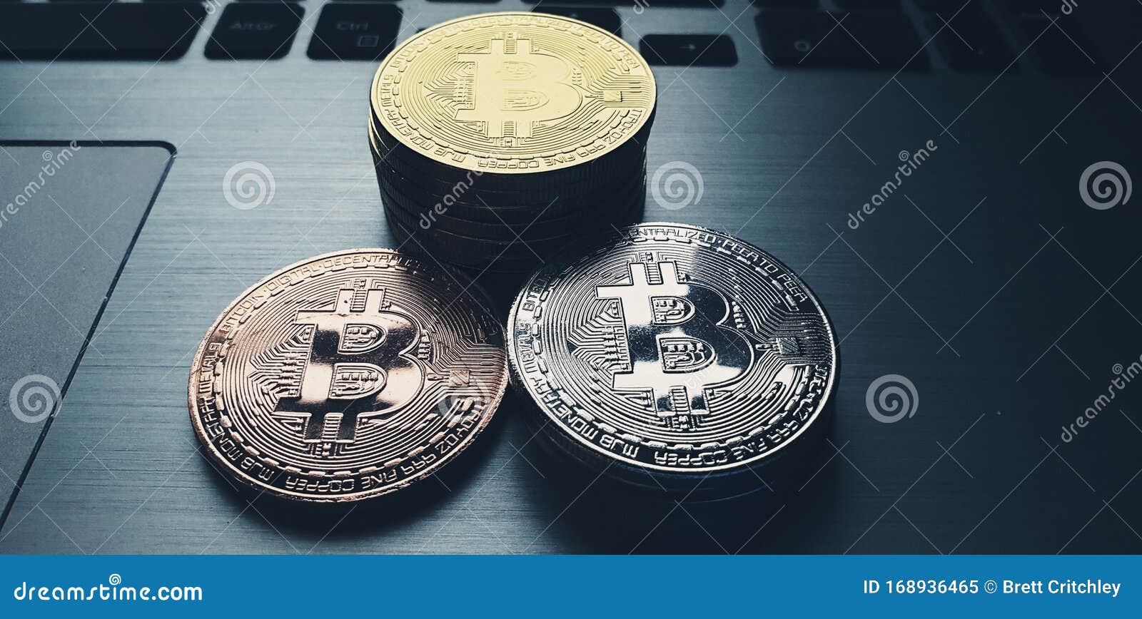 Bitcoins Stacked On Dark Price Chart Royalty-Free Stock Photography ...