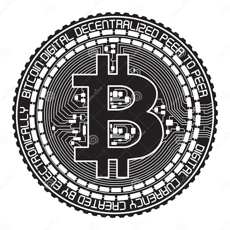 Bitcoin Black and White Vector Illustration Stock Vector - Illustration ...