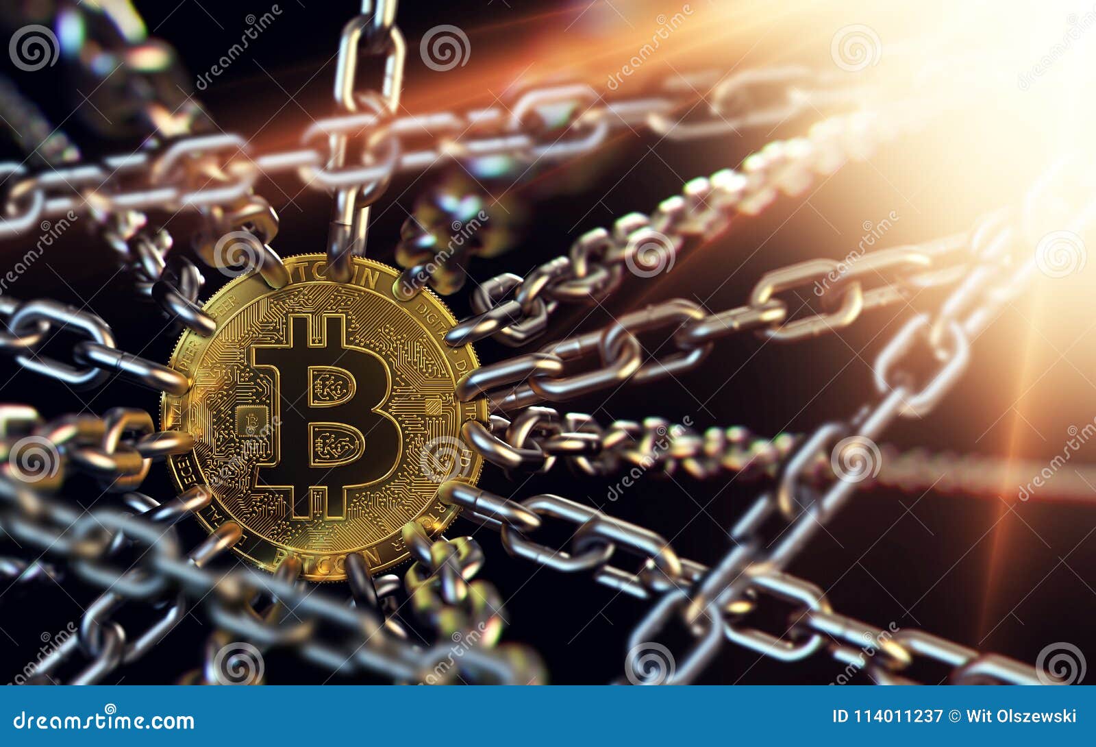 Bitcoin Blockchain Concept. Bitcoin Cryptocurrency Connected with ...