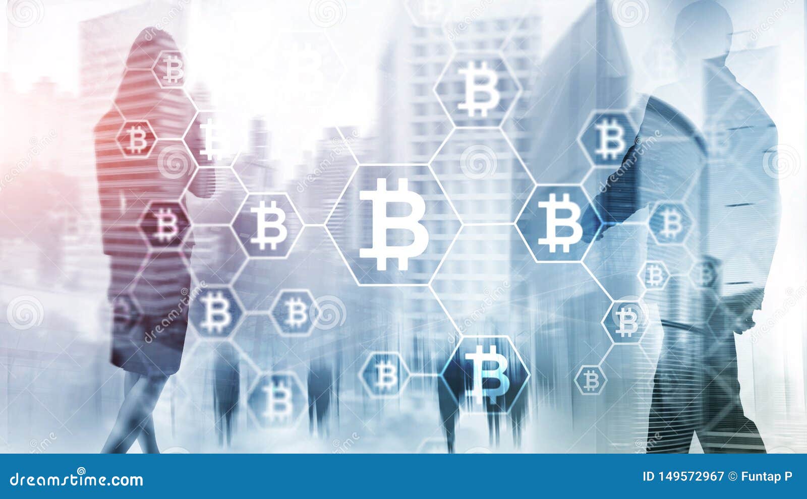 Bitcoin, Blockchain Concept on Server Room Background. Stock Image ...
