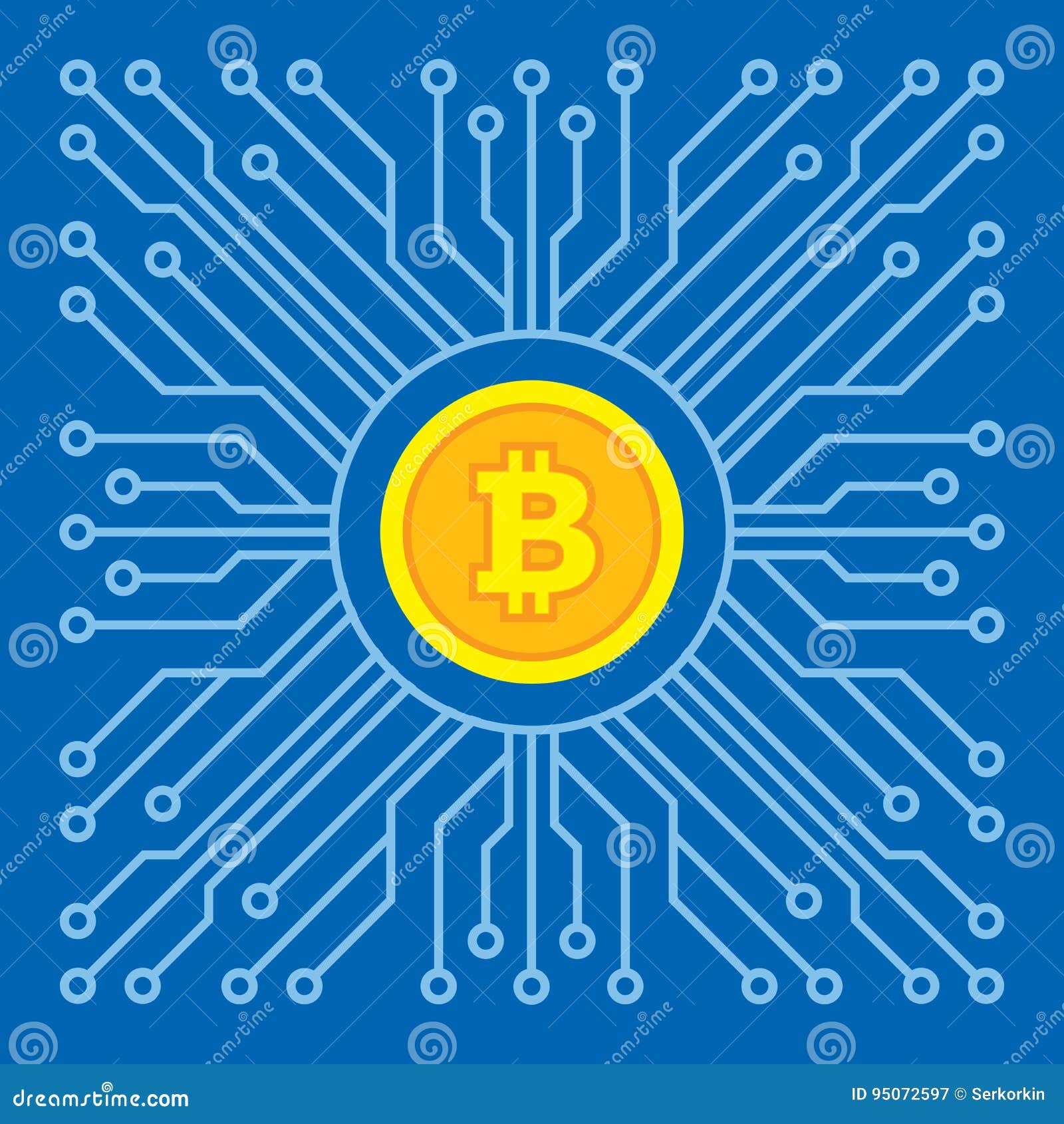 Bitcoin Blockchain Modern Technology - Creative Vector Illustration ...