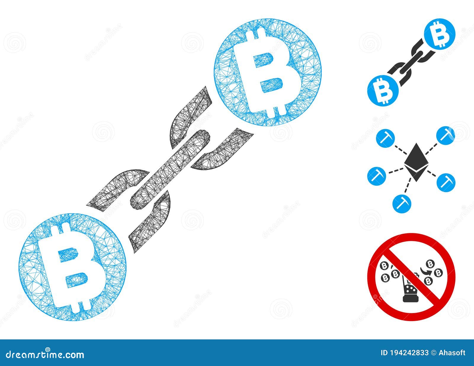 Bitcoin Blockchain Polygonal Web Vector Mesh Illustration Stock Vector ...