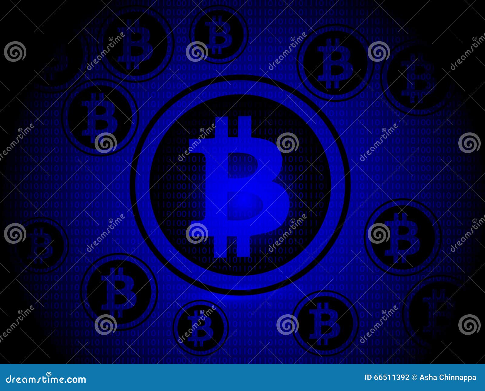Bitcoin with Blue Background Stock Illustration - Illustration of ...