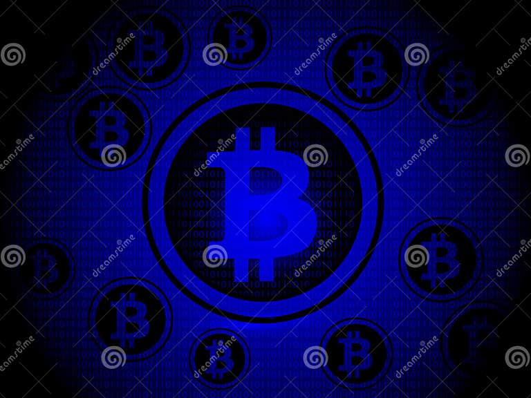 Bitcoin with Blue Background Stock Illustration - Illustration of ...