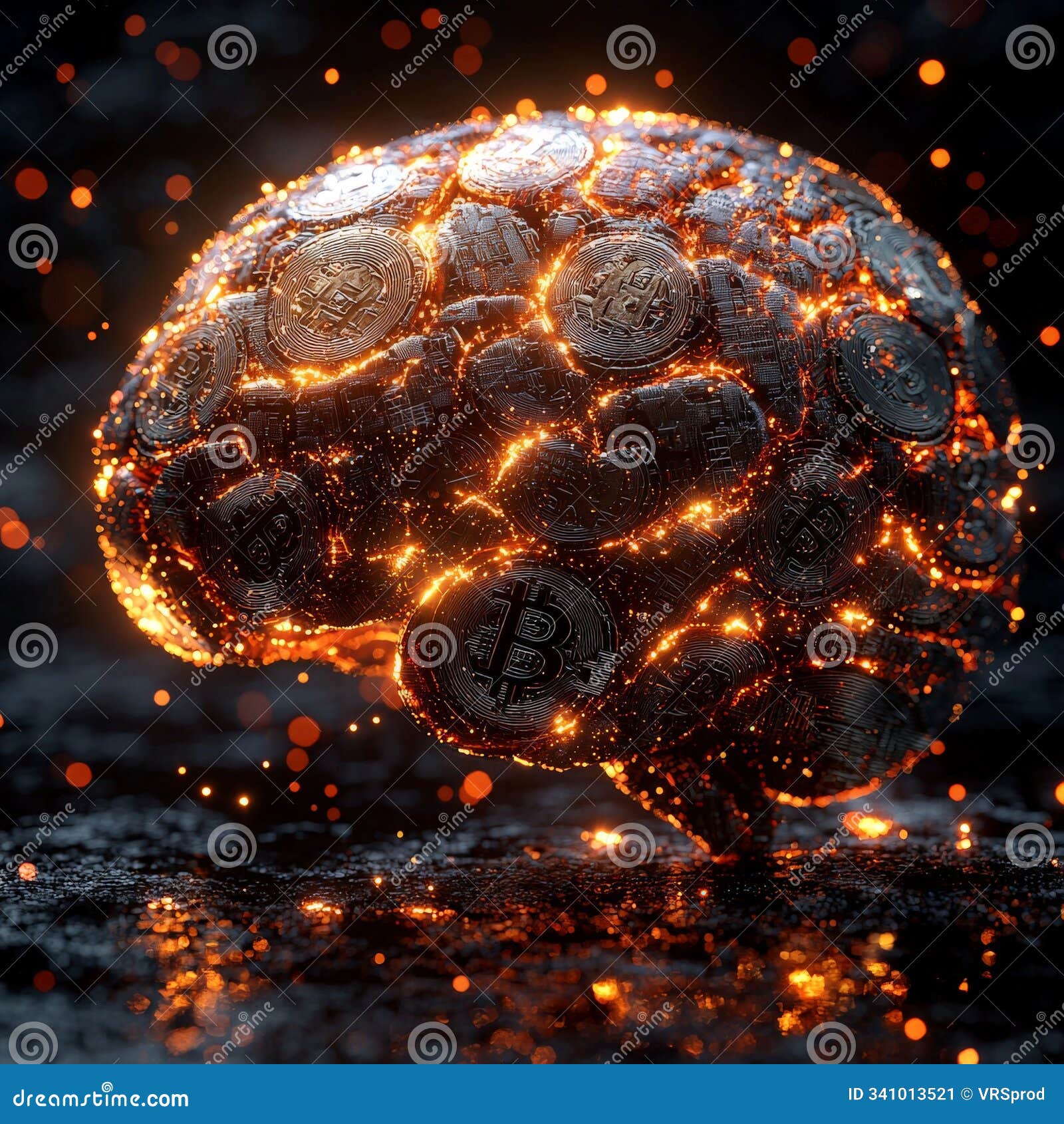 Bitcoin Brain Concept with Glowing Digital Elements Stock Image - Image ...