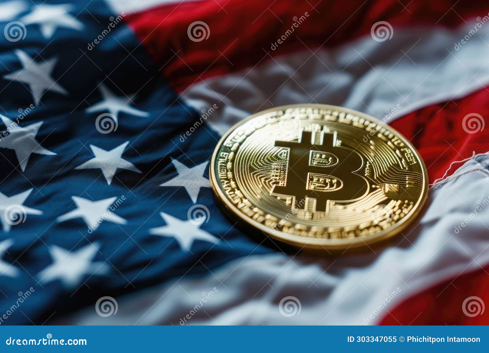Bitcoin BTC America USA Crypto Flag SEC, AI Generated Stock ...
