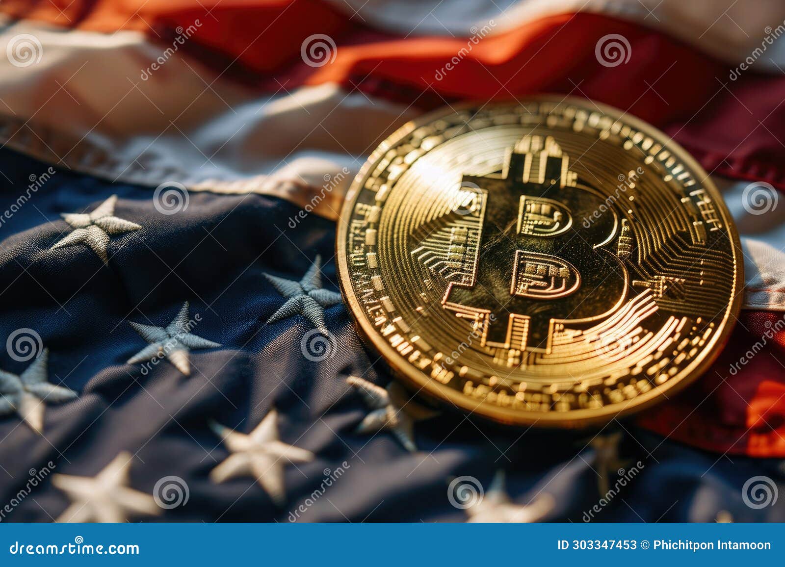 Bitcoin BTC America USA Crypto Flag SEC, AI Generated Stock Image ...
