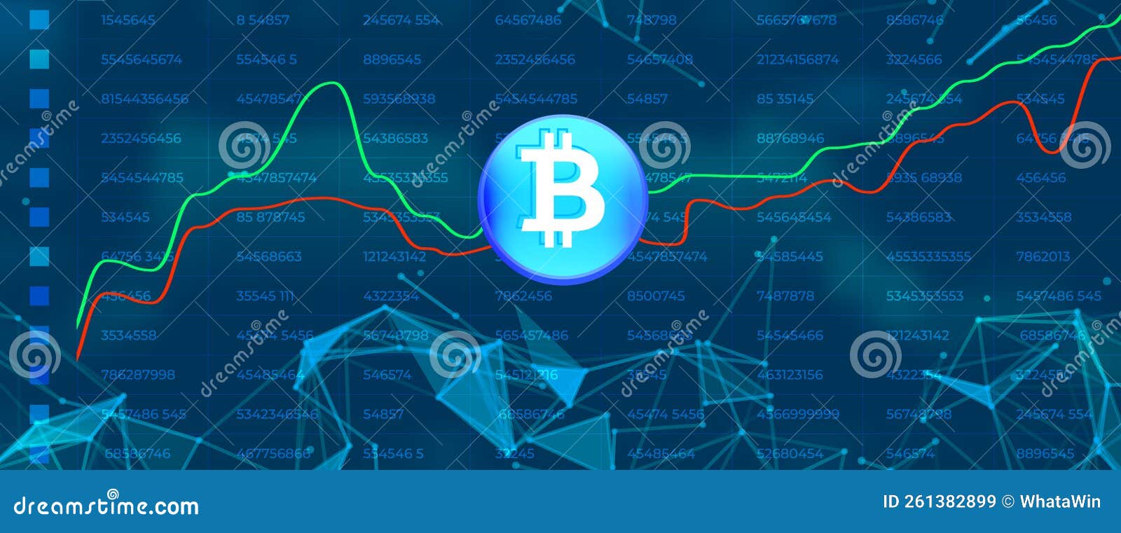 Bitcoin BTC Cryptocurrency Token Symbol on Dark Polygonal Background ...