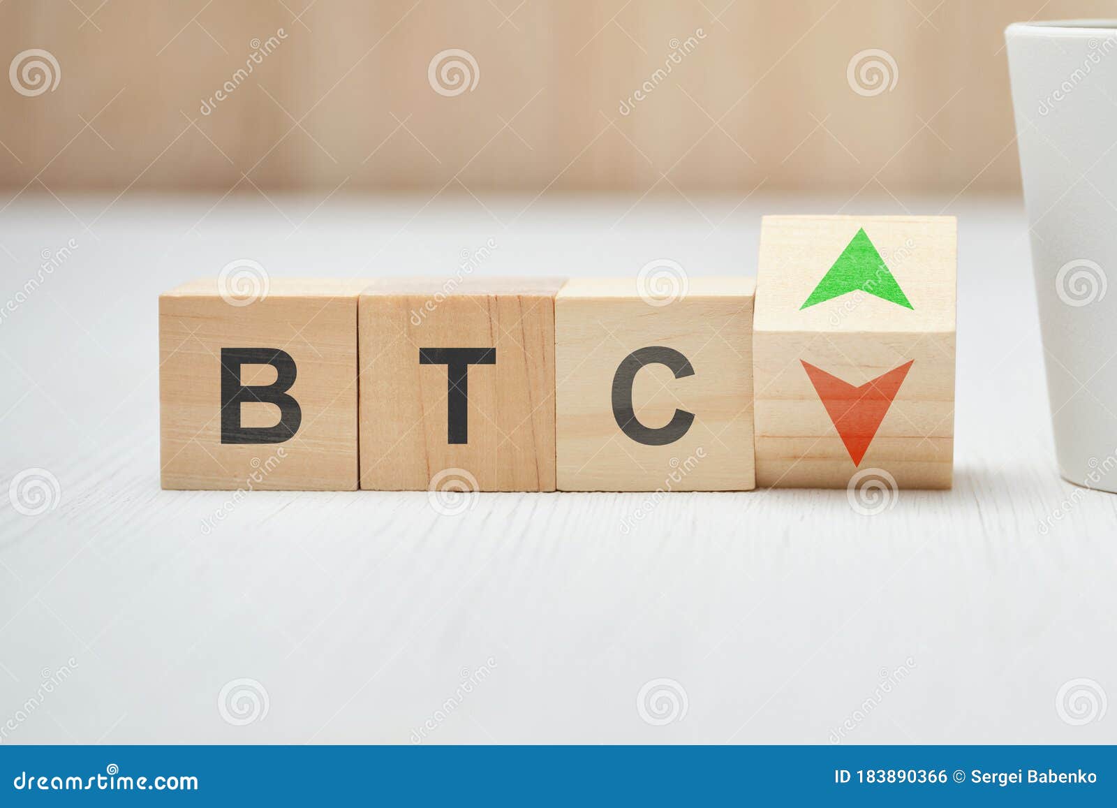 Bitcoin Btc Cryptocurrency with Up and Down Arrows on Wooden Blocks ... Bitcoin Btc Cryptocurrency with Up and Down Arrows on Wooden Blocks ...