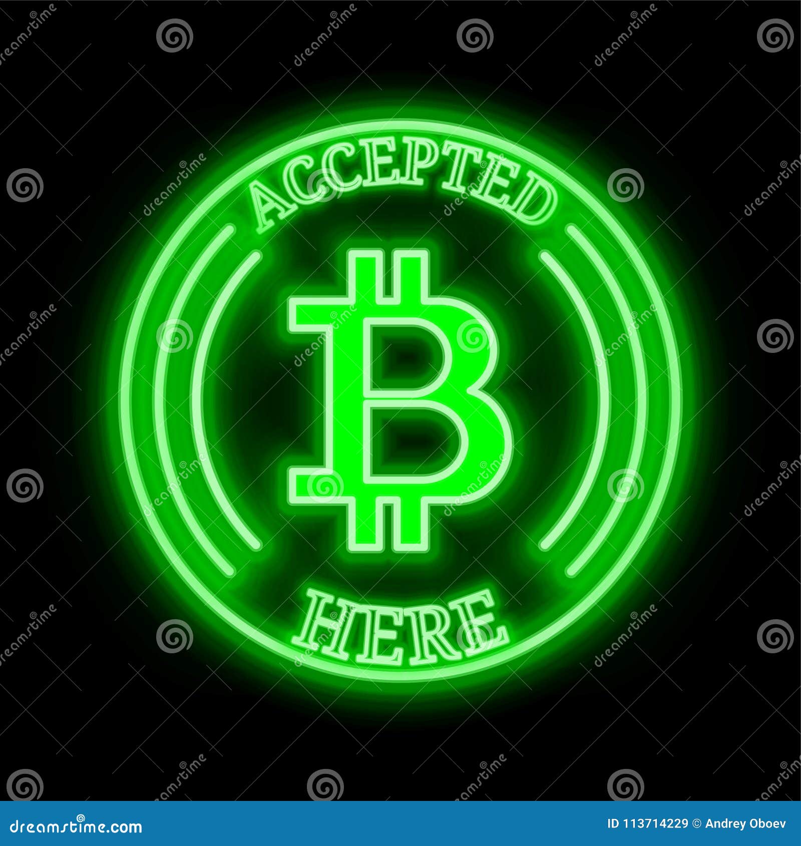Bitcoin BTC Accepted Here Sign Stock Vector - Illustration of block ...