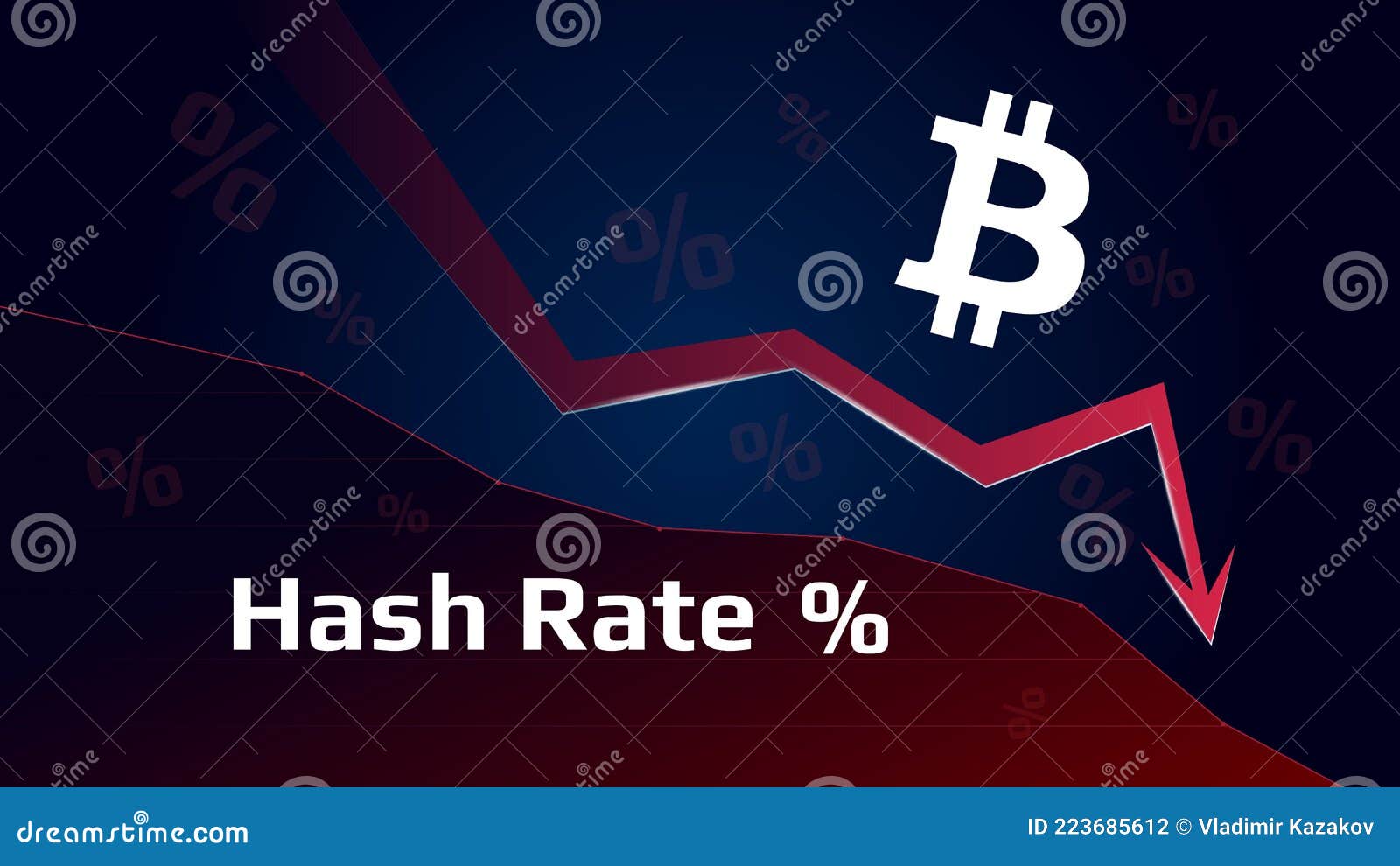 Bitcoin BTC Hash Rate Has Fallen. Stock Vector - Illustration of broken ...