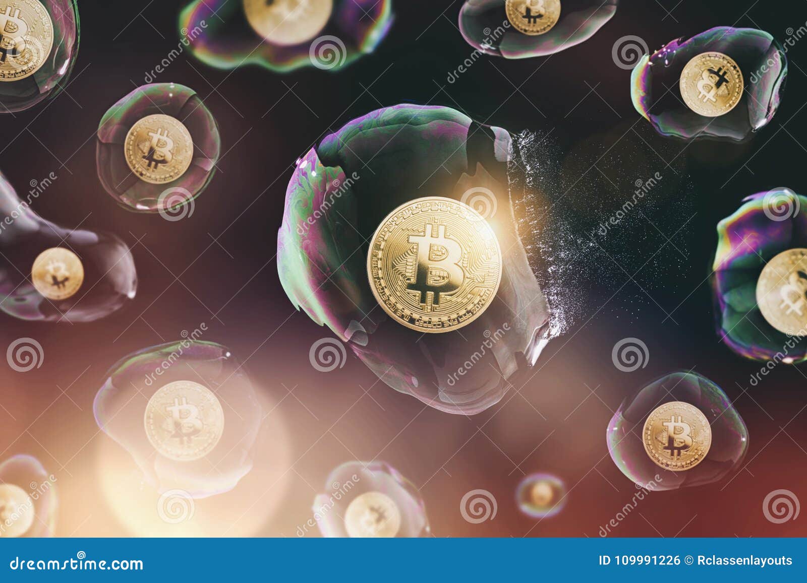 Bitcoin Bubble Burst - Digital Cryptocurrency Concept Image Stock Photo ...