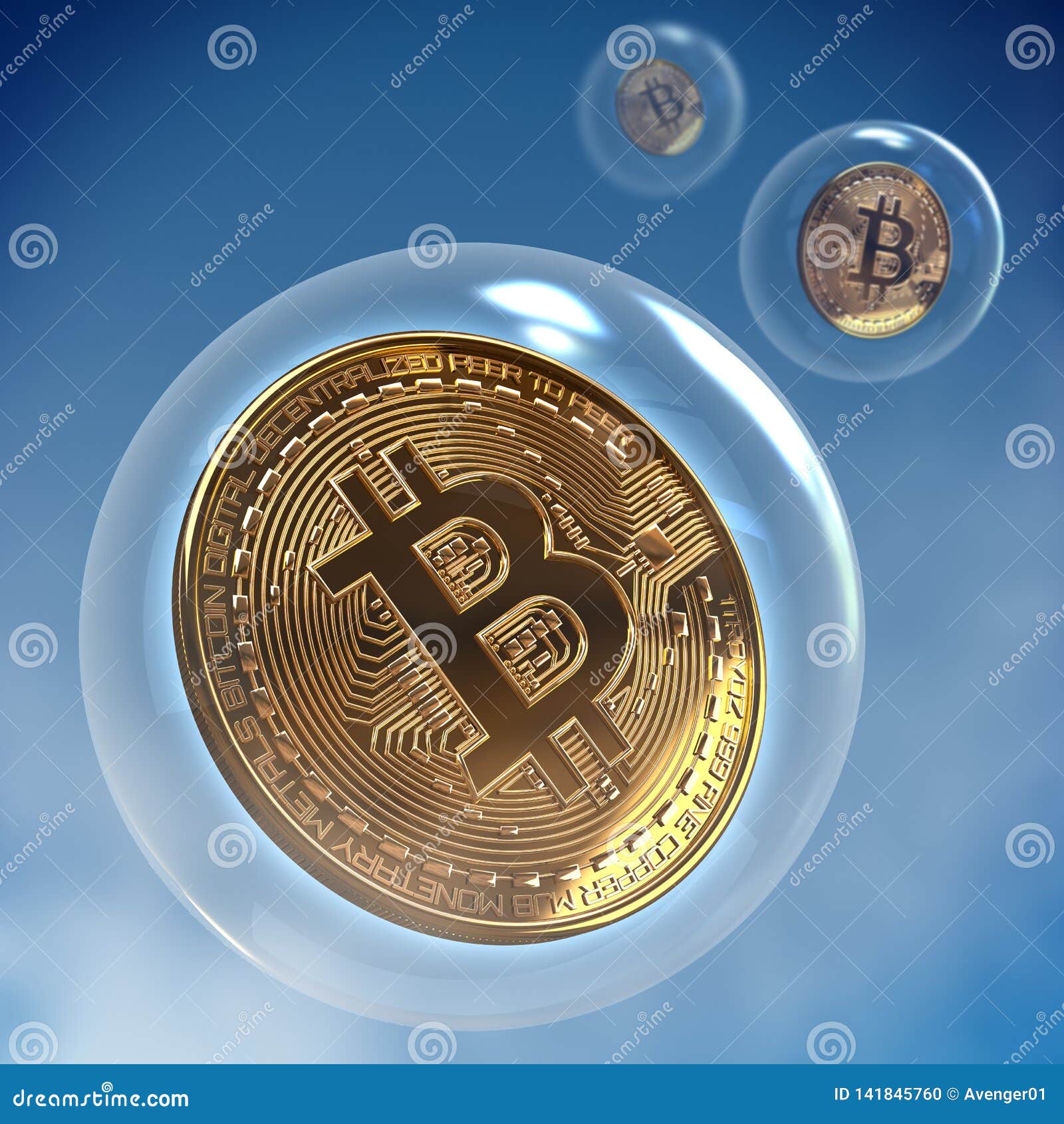 Bitcoin in a Bubble. 3D Rendering. Stock Photo - Image of coins, crypto ...