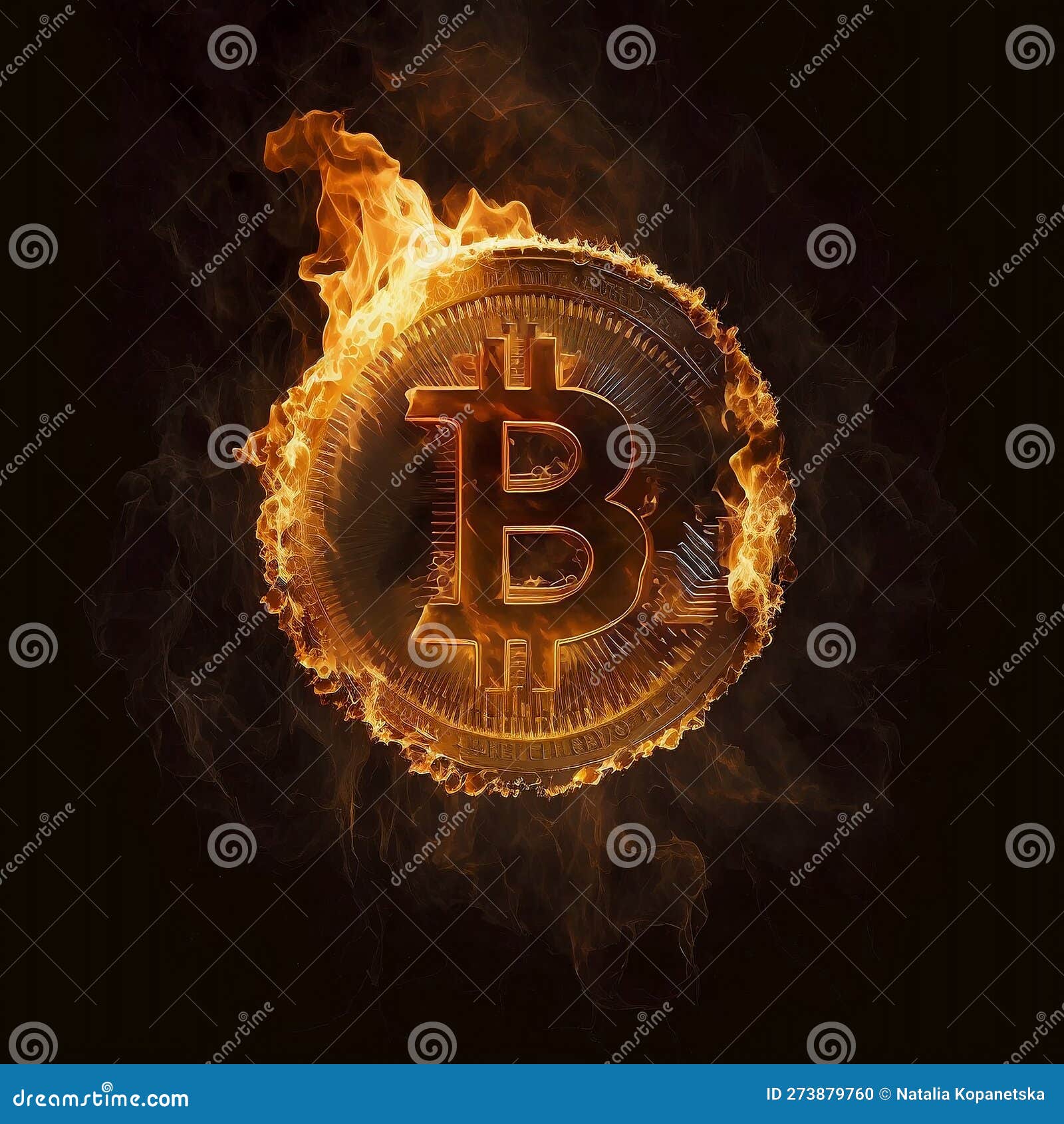 Bitcoin that Burns. Digital Binary Data and Secure Data with a Number. Digital Currency Stock ...