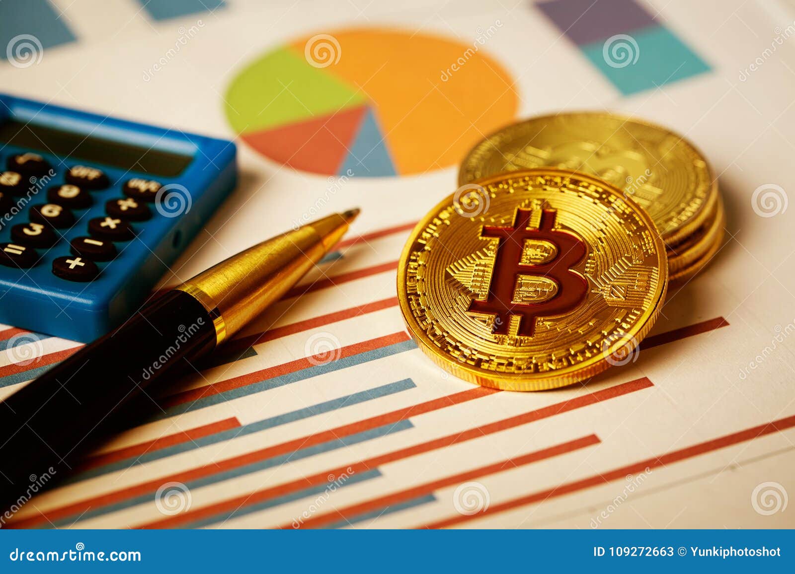 Bitcoin on business chart. stock image. Image of anonymous - 109272663