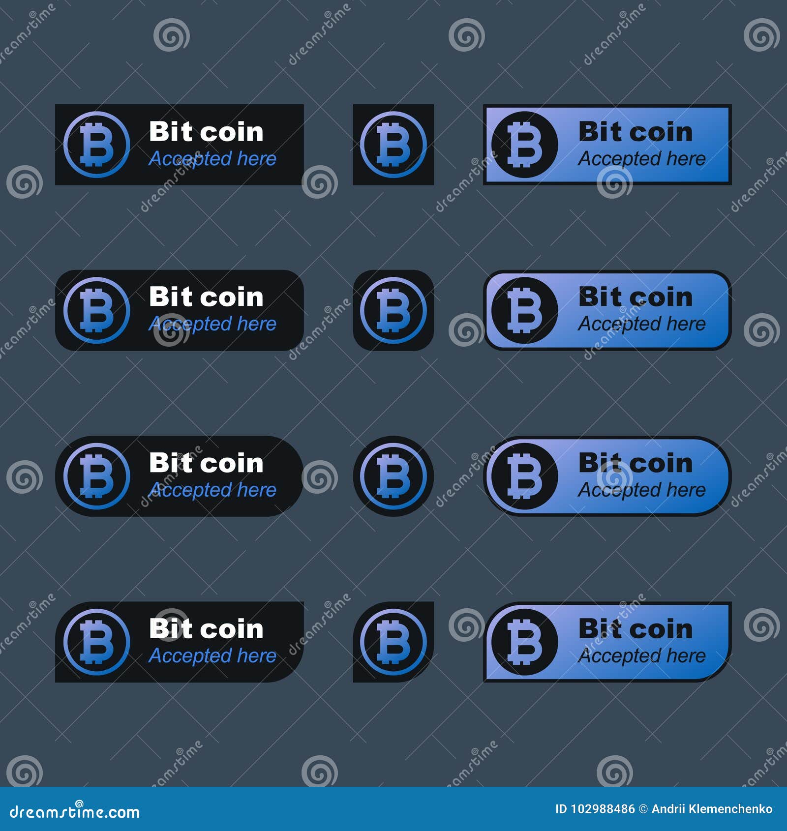 Bitcoin Button in the Virtual Graphical User Interface. Vector Image ...