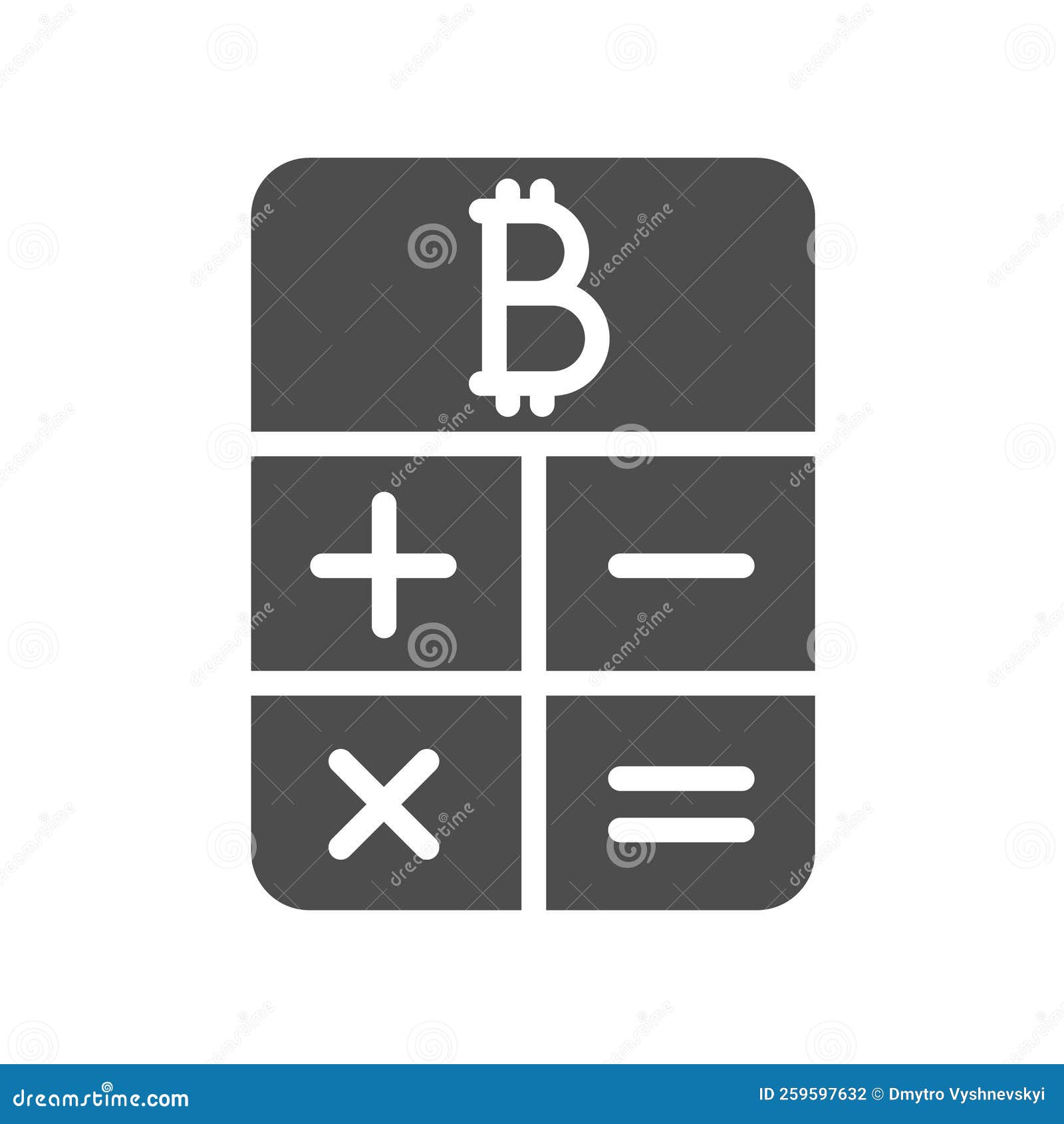 Bitcoin Calculator Silhouette Vector Icon Isolated on White. Stock ...