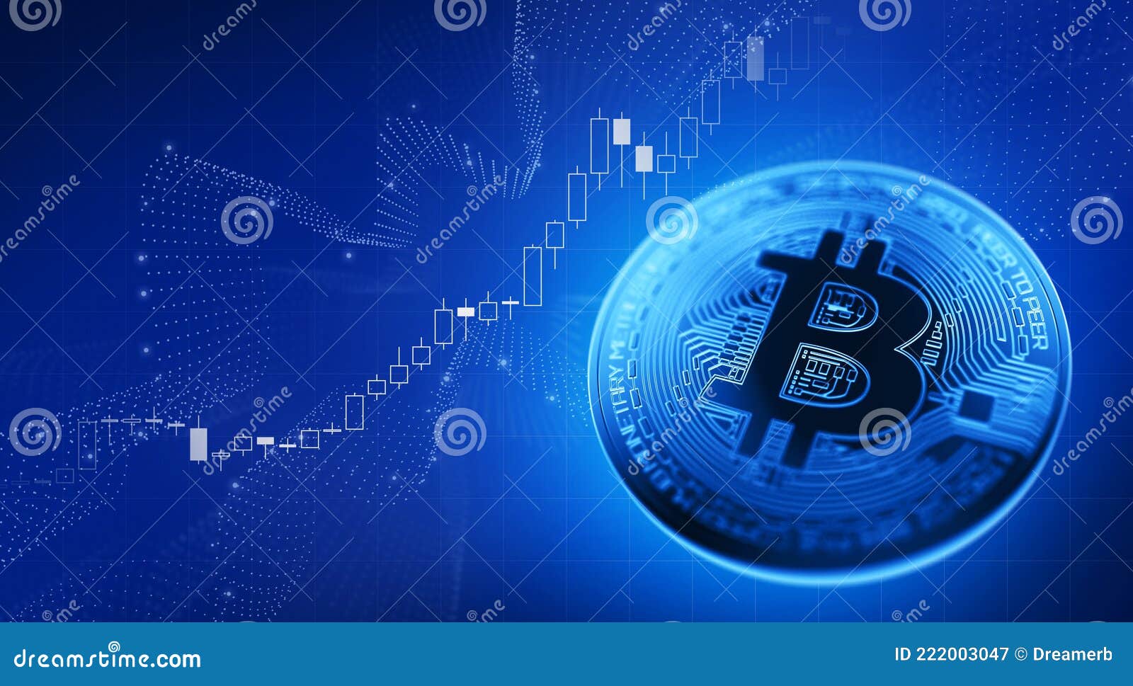 Bitcoin with Candlestick Chart. Virtual Currency Stock Illustration ...