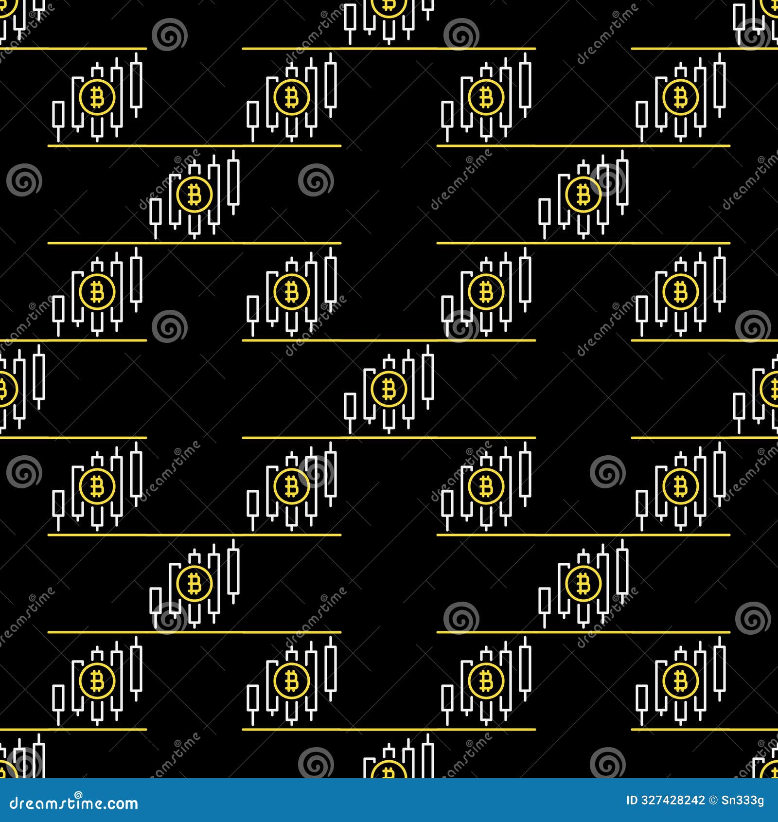 Bitcoin Candlestick Charts Vector Technical Analysis Seamless Pattern ...