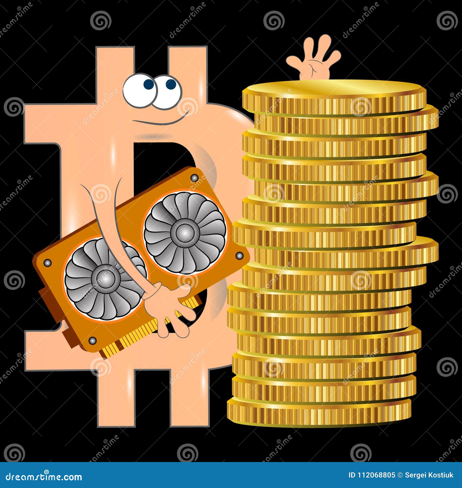 Bitcoin Cartoon Illustration Wearing A Red Hat | CartoonDealer.com ...