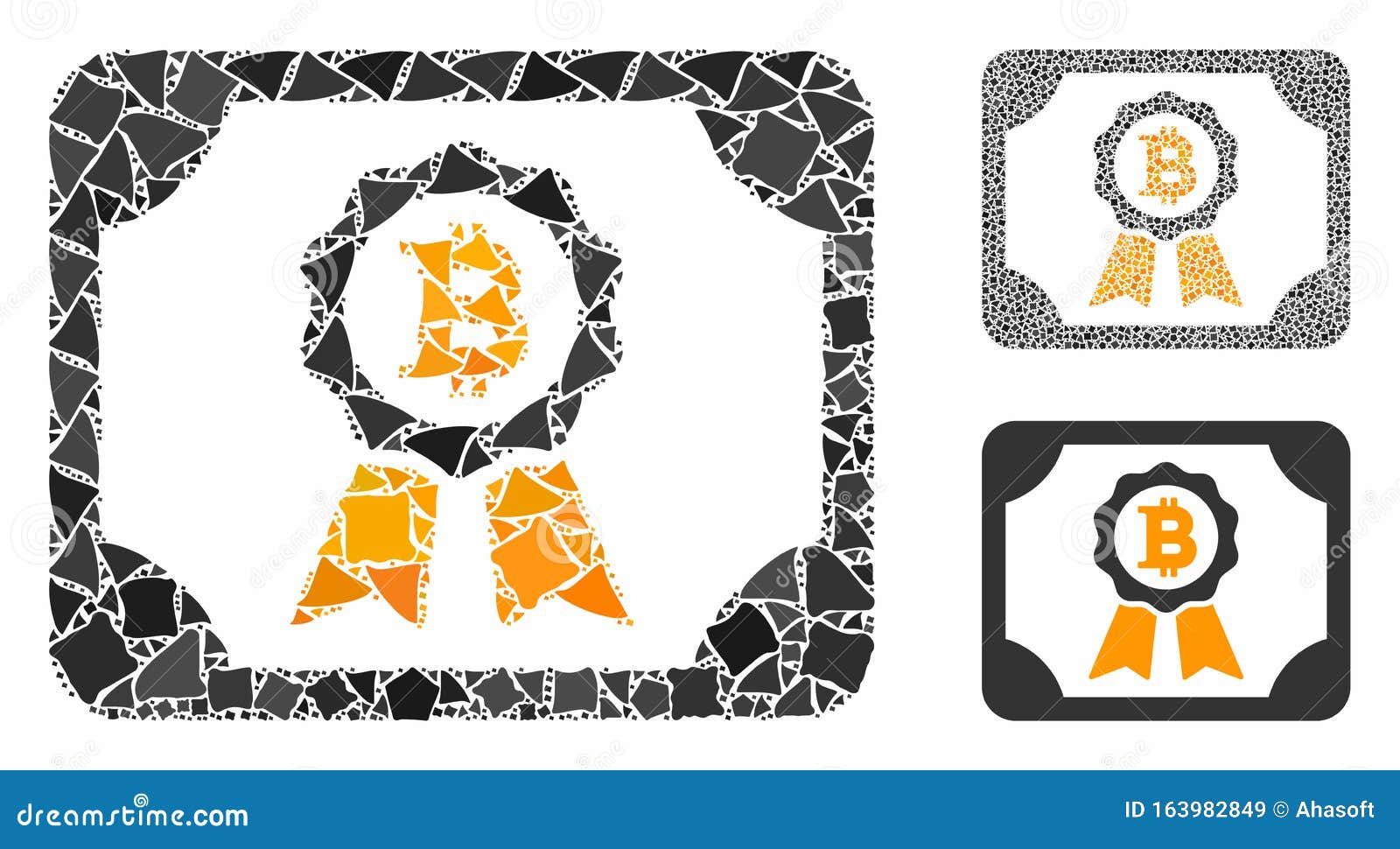 Bitcoin Certificate Composition Icon of Rough Elements Stock Vector ...