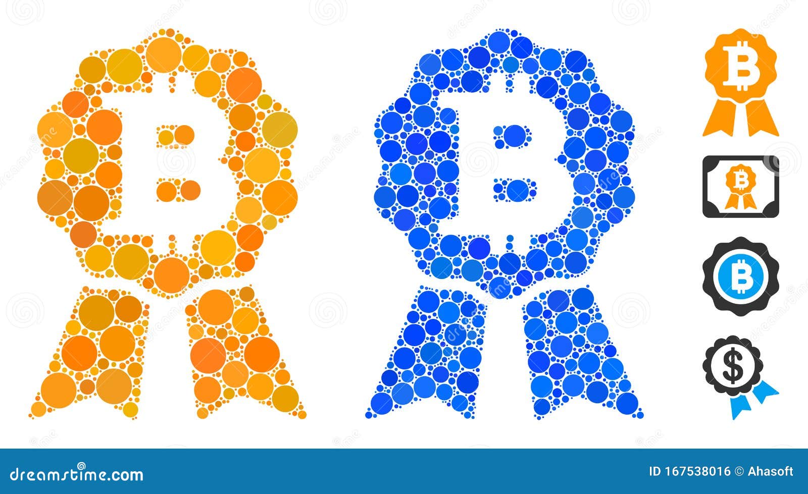 Bitcoin Certificate Seal Composition Icon of Round Dots Stock ...