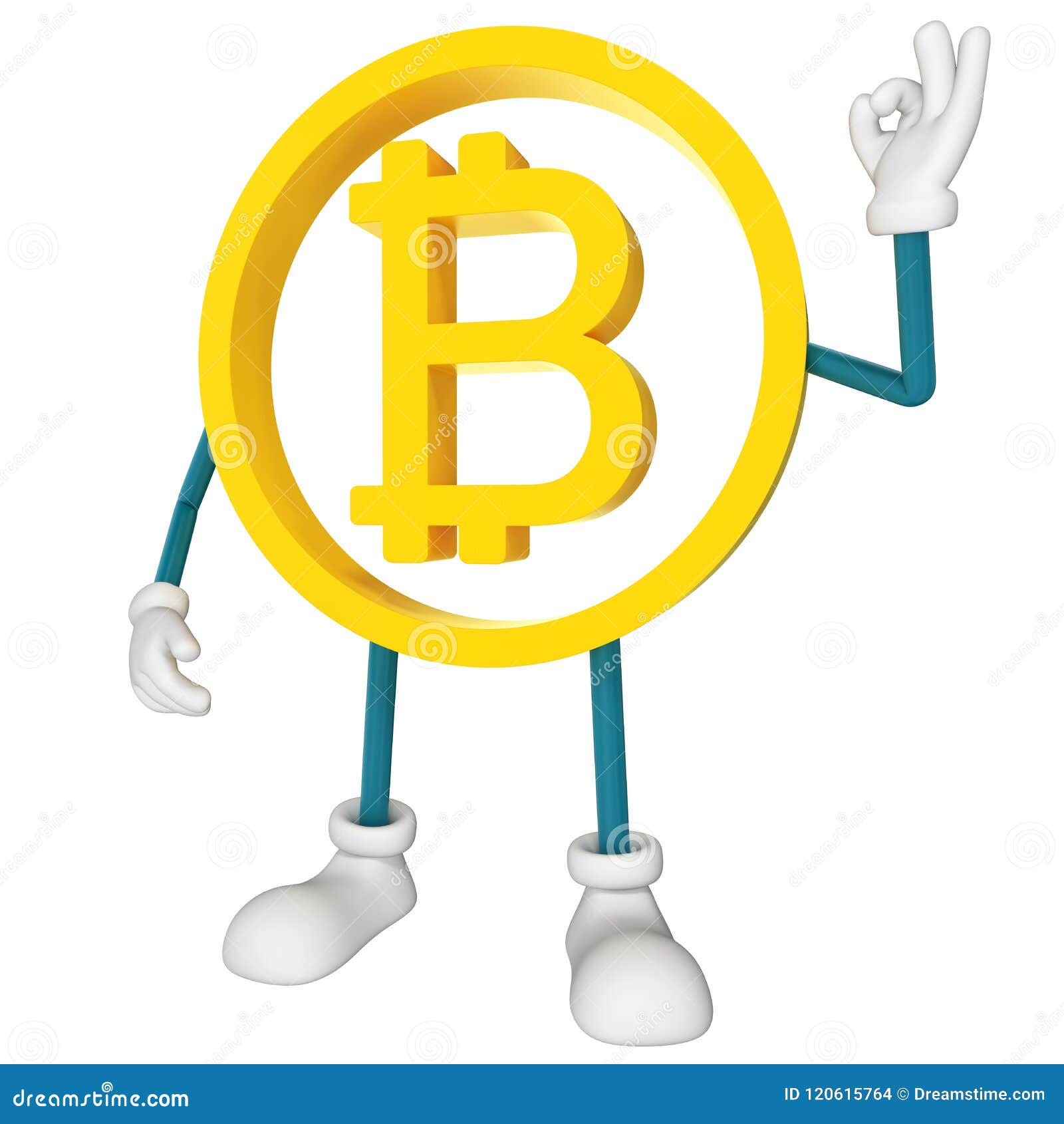 Bitcoin Character Ok. 3D Rendering Stock Illustration - Illustration of ...