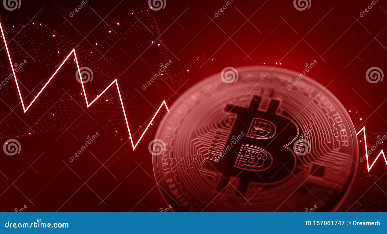 Bitcoin. Chart Down. Red Color Stock Illustration - Illustration of ...