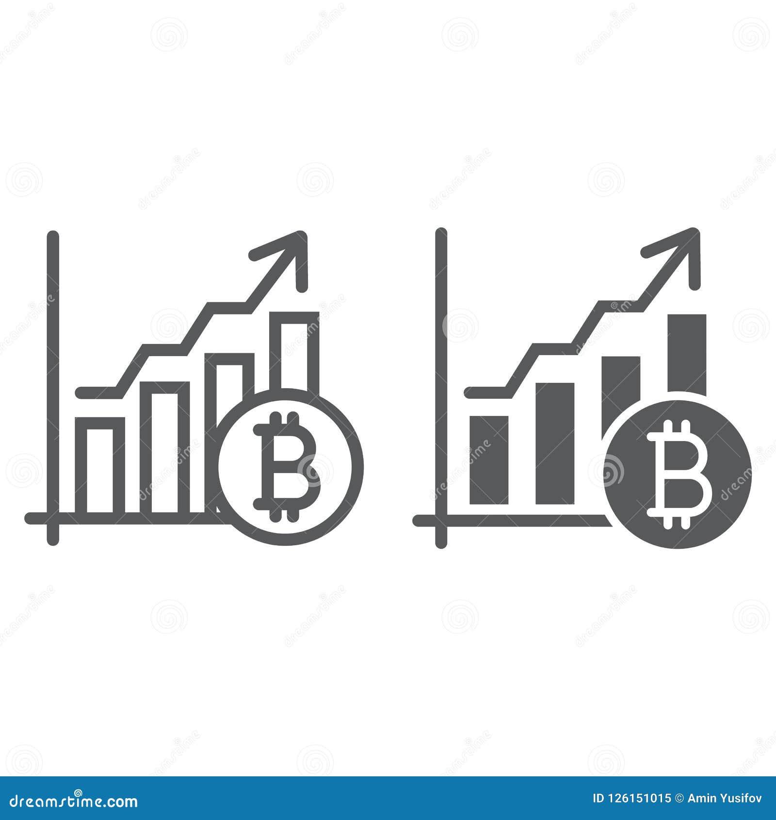 Bitcoin Chart Line and Glyph Icon, Finance Stock Vector - Illustration of chart, financial ...